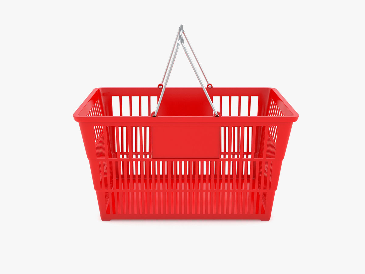 Supermarket Hand Baskets with Chrome Handles 3D model | CGTrader