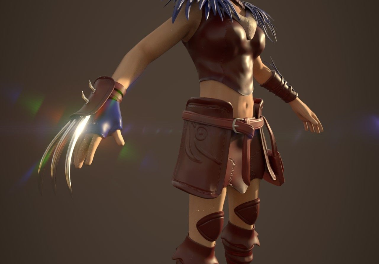 Female fighter character free VR / AR / low-poly 3D model animated ...
