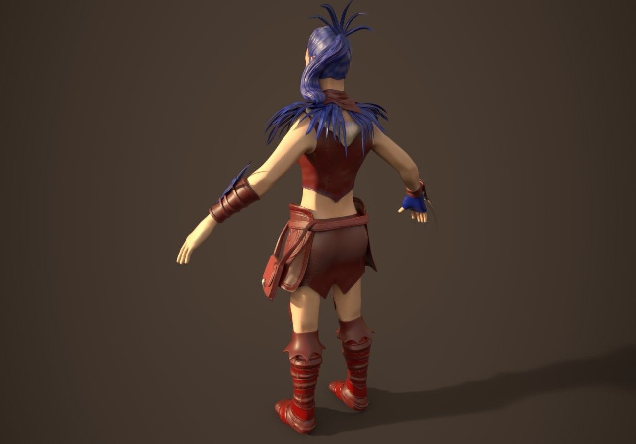 Female fighter character free VR / AR / low-poly 3D model animated ...