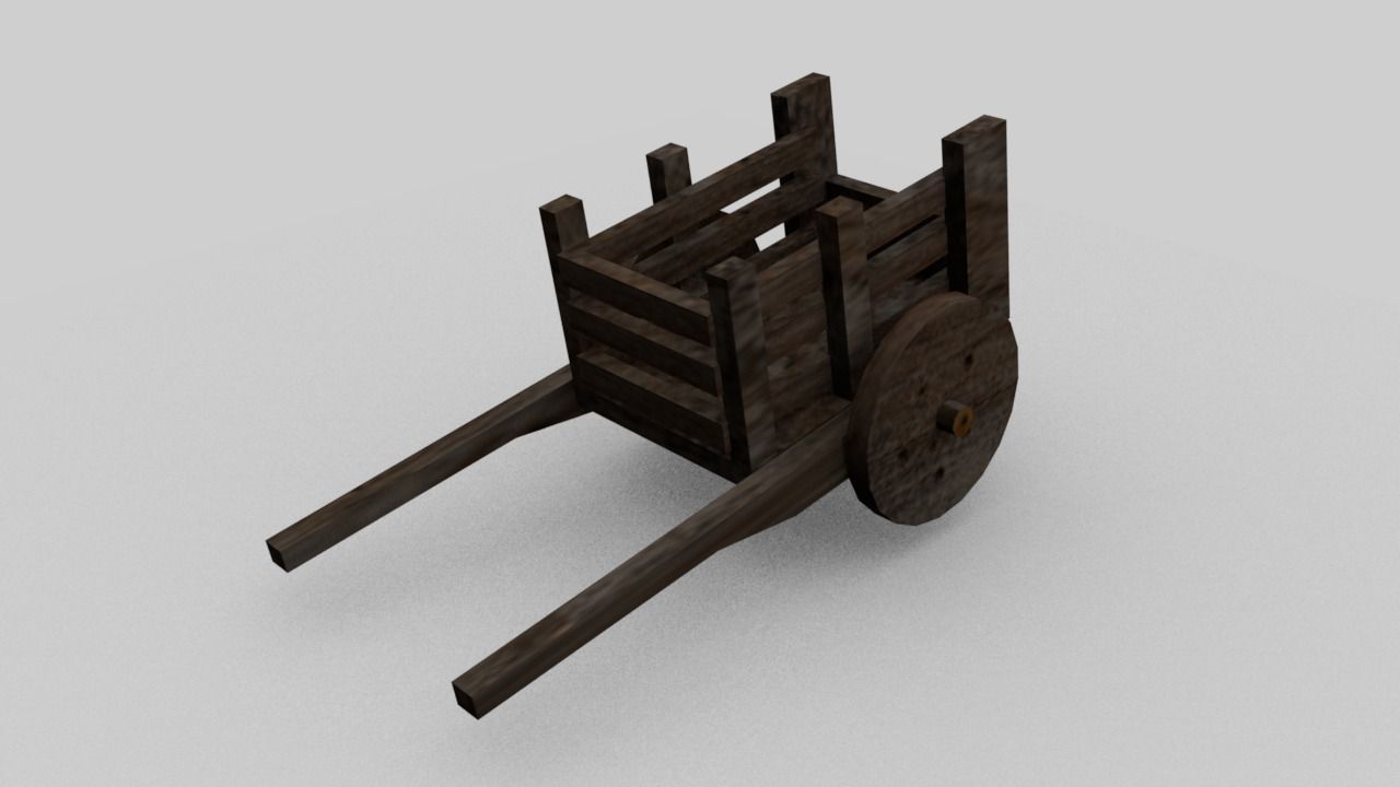 3D model 3D Low Poly Old Wheelbarrow VR / AR / low-poly | CGTrader
