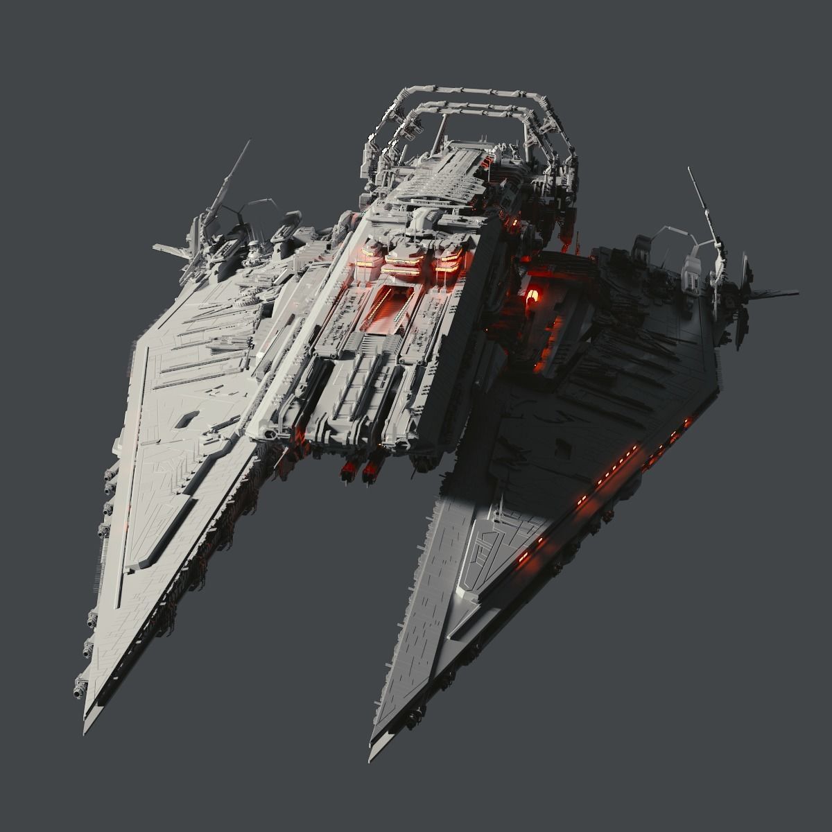 Heavy Detailed Starship 3D model | CGTrader