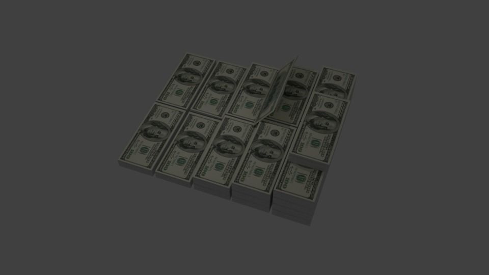 3D model Low Poly 100 USD Money Stack 3 TYPES Rack VR / AR / low-poly ...