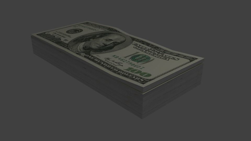 3D model Low Poly 100 USD Money Stack 3 TYPES Rack VR / AR / low-poly ...