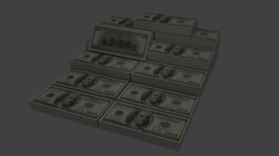 3D model Low Poly 100 USD Money Stack 3 TYPES Rack VR / AR / low-poly ...