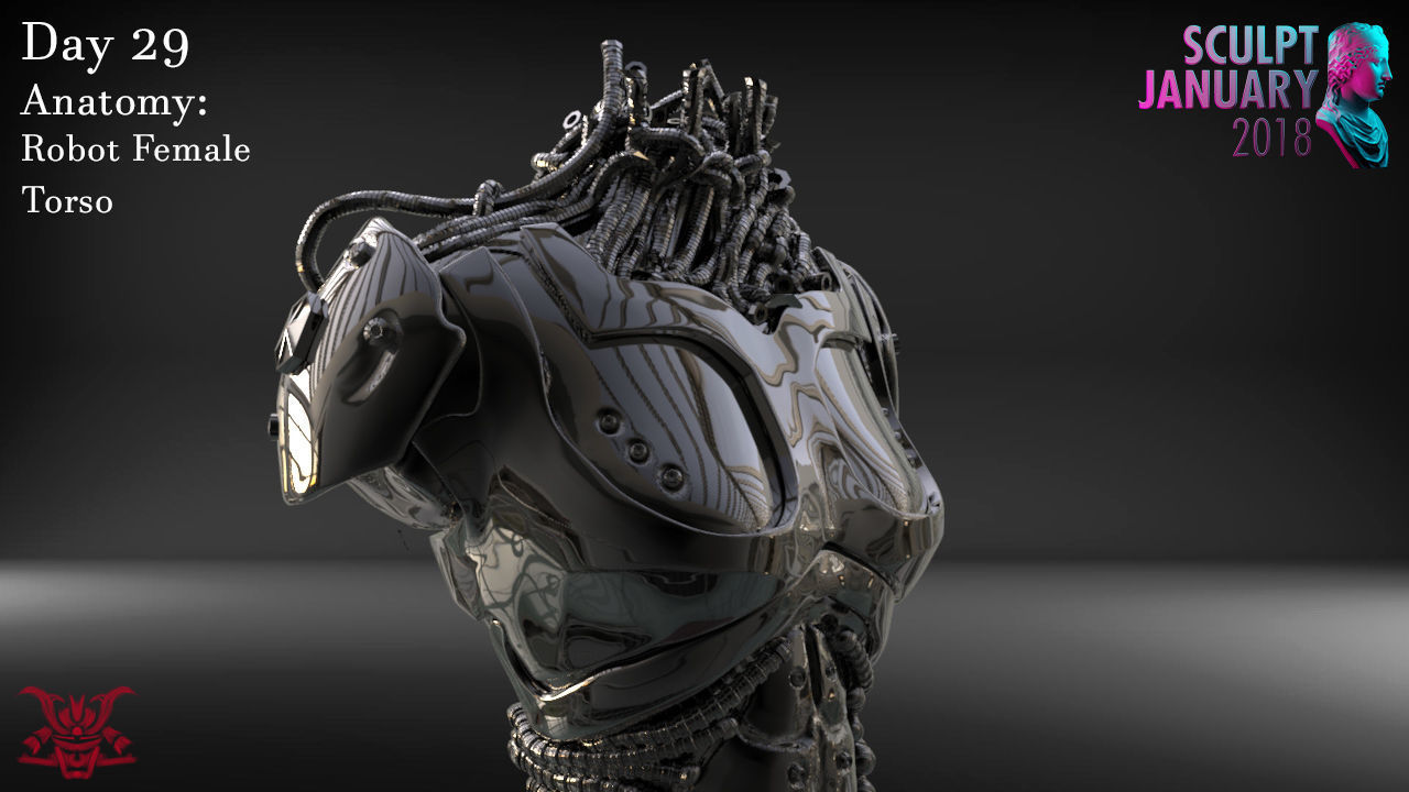 Female Robot Torso Timelapse and Model 3D model 3D printable | CGTrader