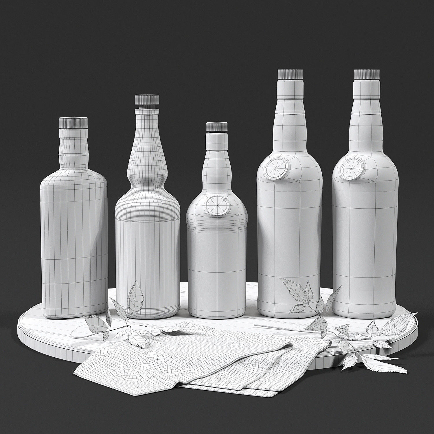 Set of bottles 02 3D model | CGTrader