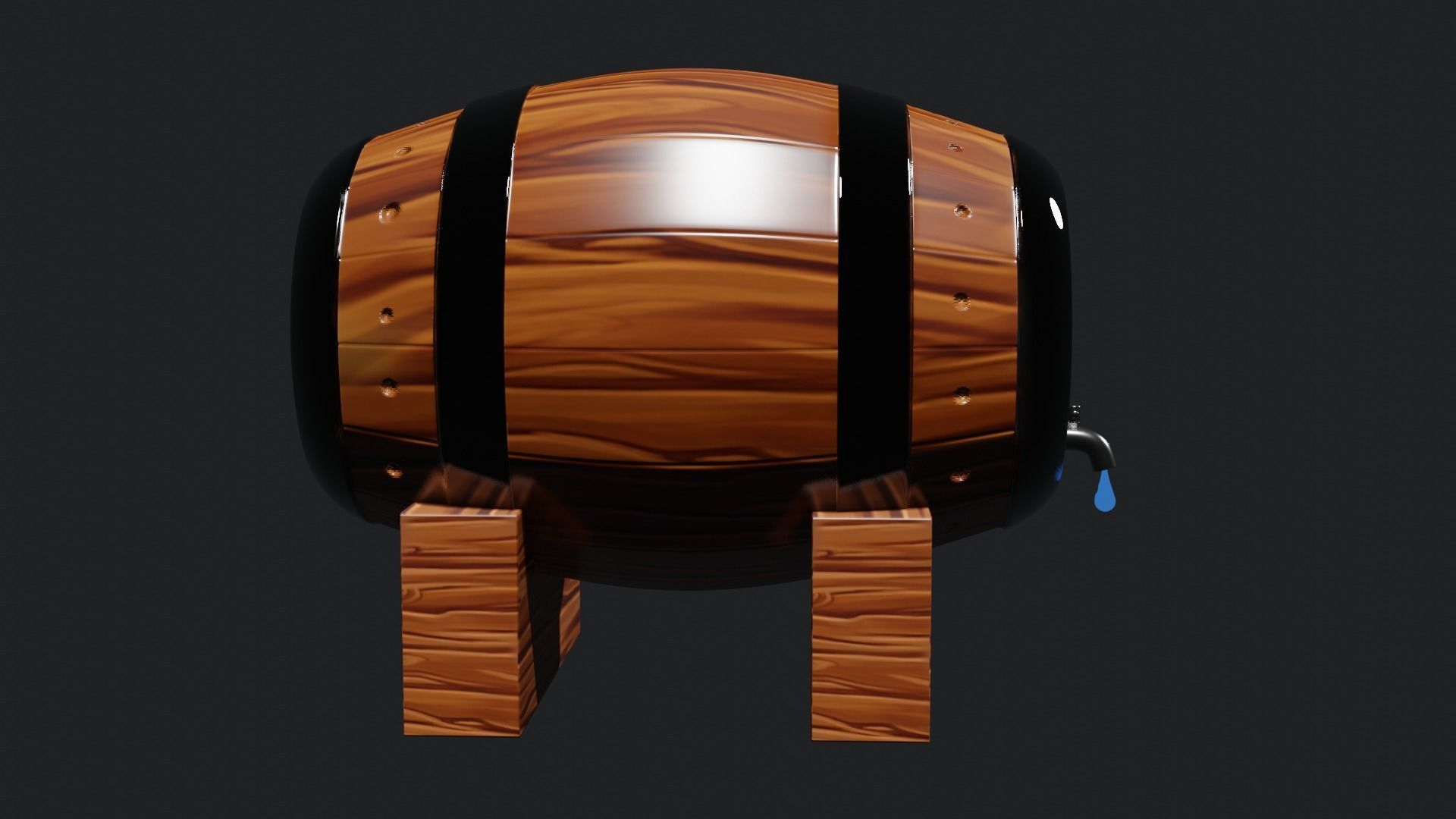 Cartoon Water Barrel with Drip 3D model | CGTrader