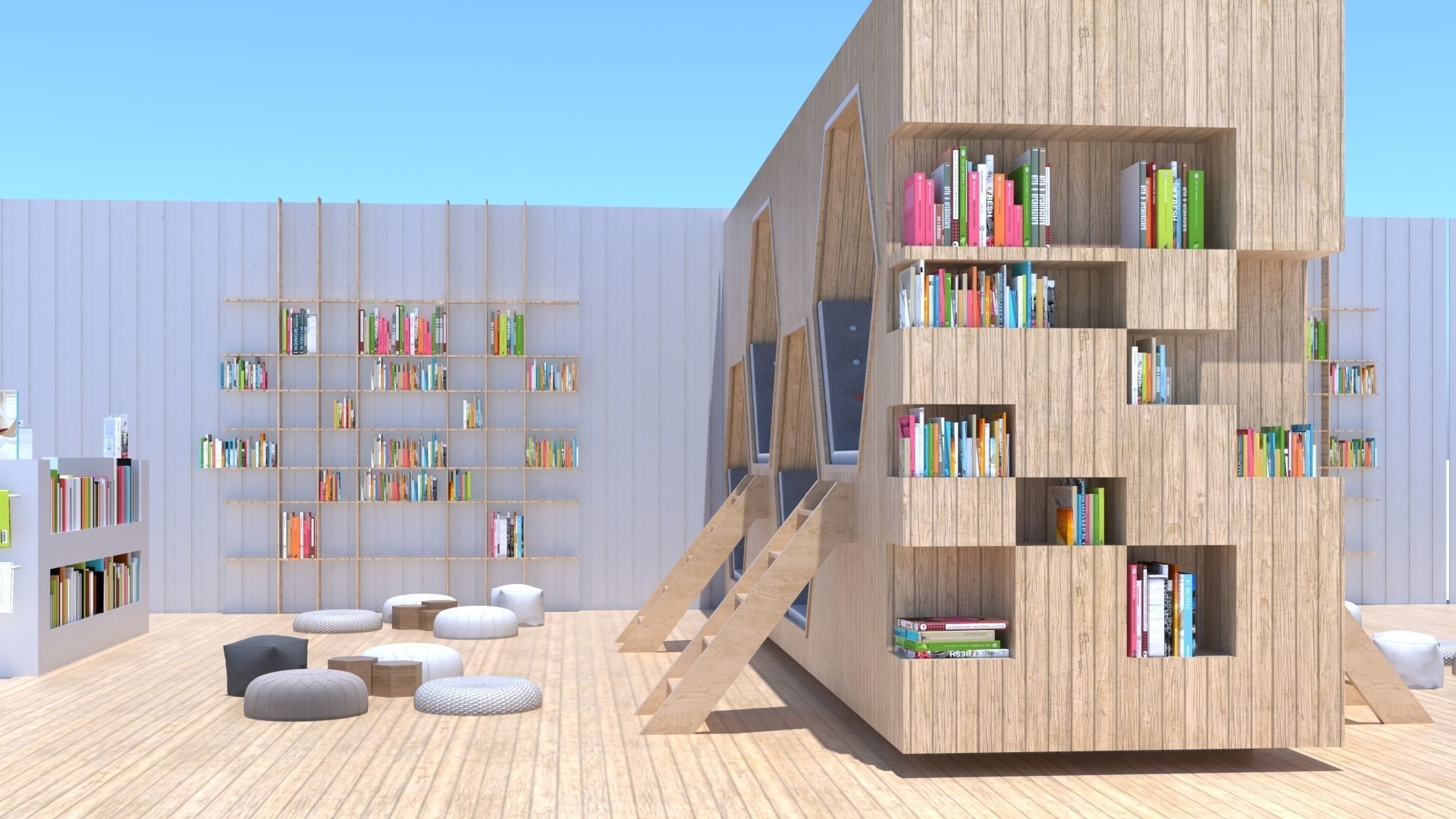 Children reading area set 3D model | CGTrader