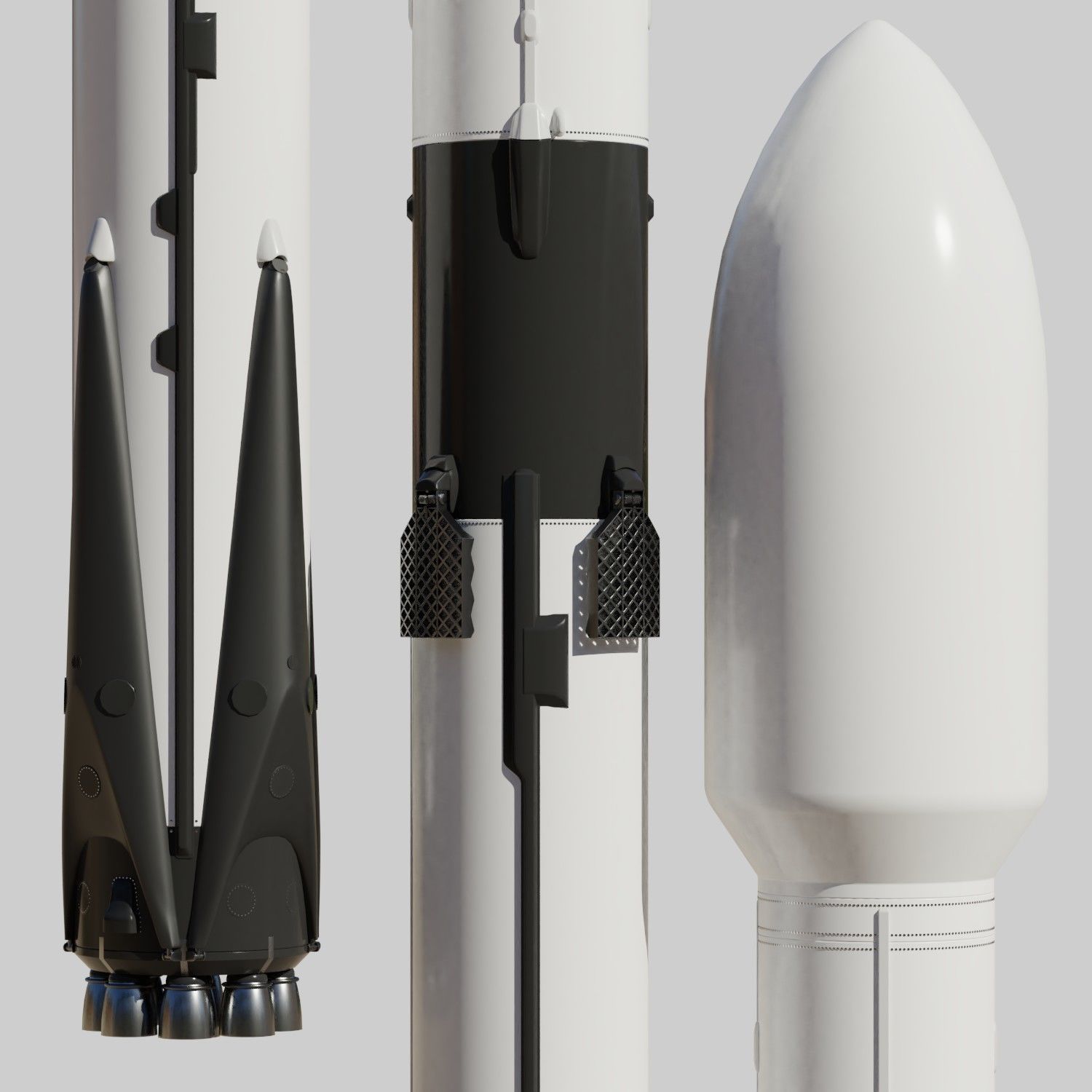 Falcon 9 3D model OBJ MTL FBX BLEND DAE