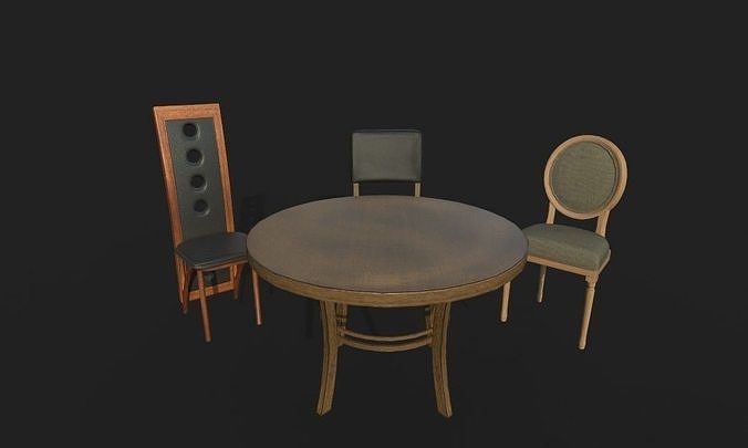 3D model Low poly Table and chair VR / AR / low-poly | CGTrader