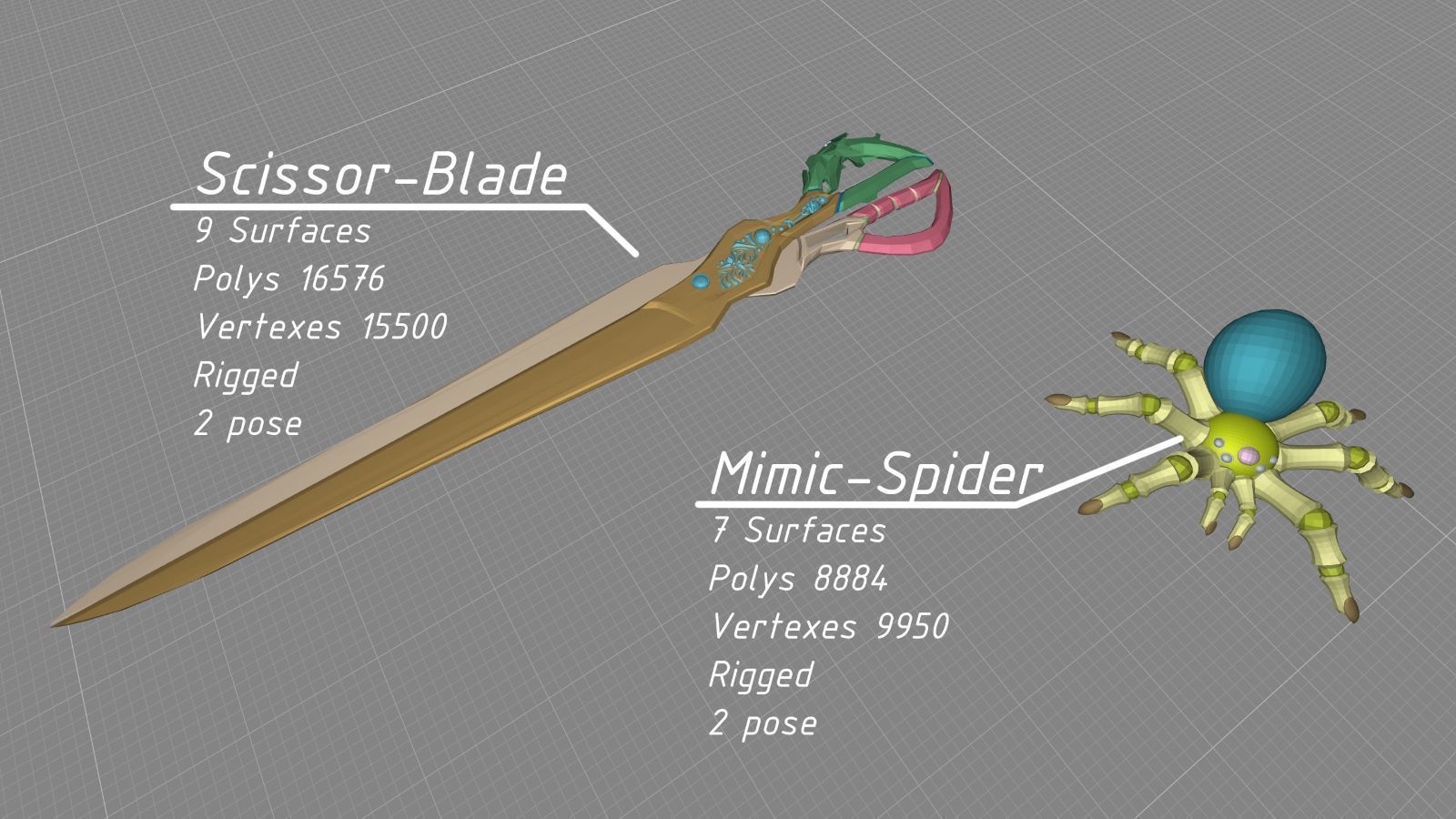 3D model Scissor-Blade spider VR / AR / low-poly | CGTrader