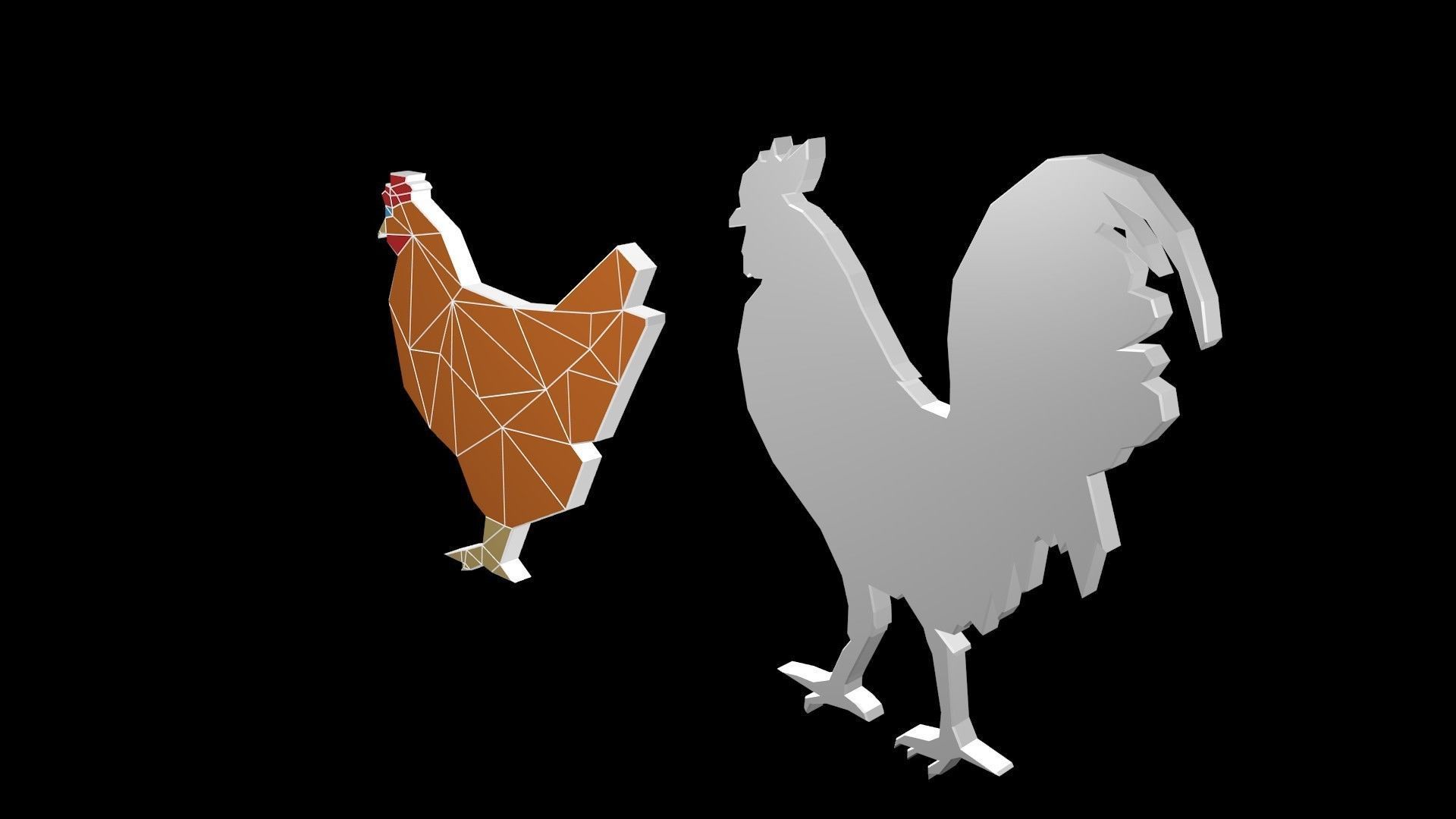 Low poly chicken symbols free VR / AR / low-poly 3D model | CGTrader