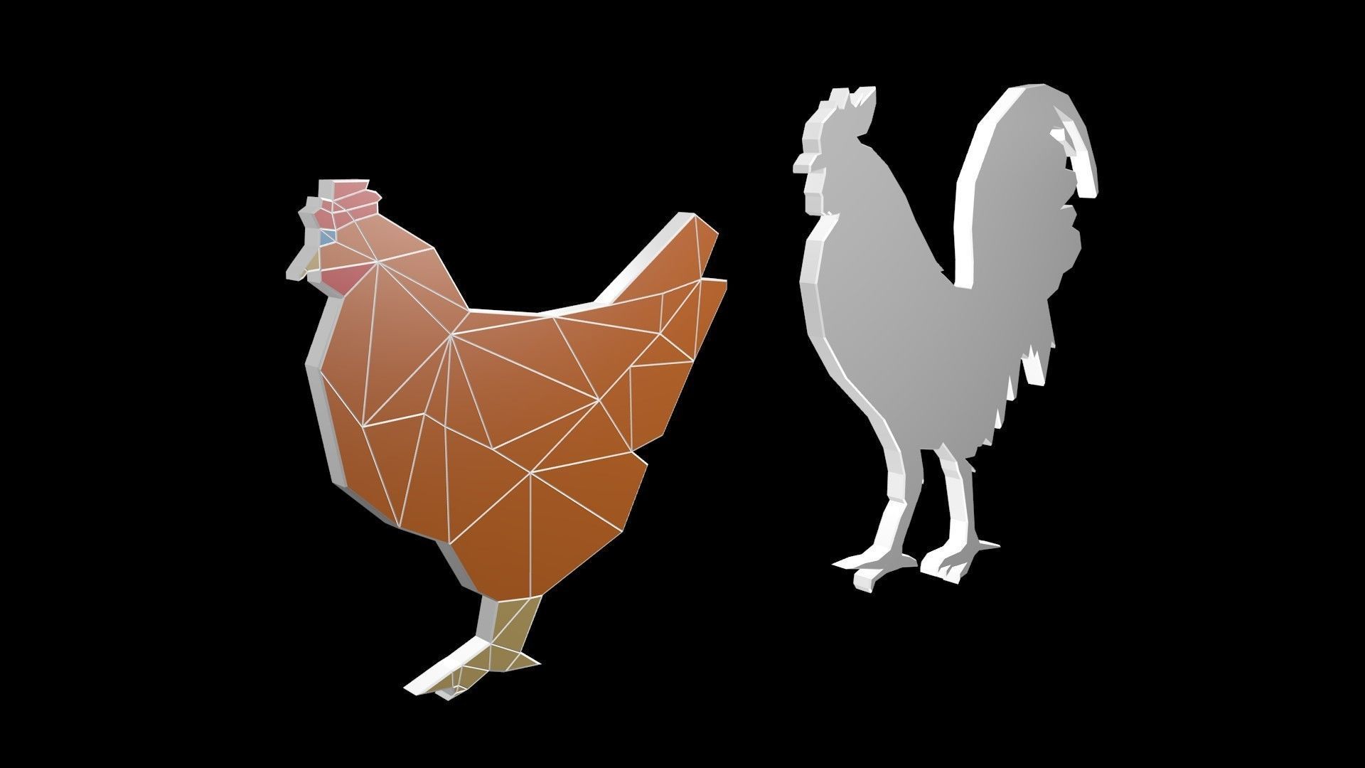 Low poly chicken symbols free VR / AR / low-poly 3D model | CGTrader