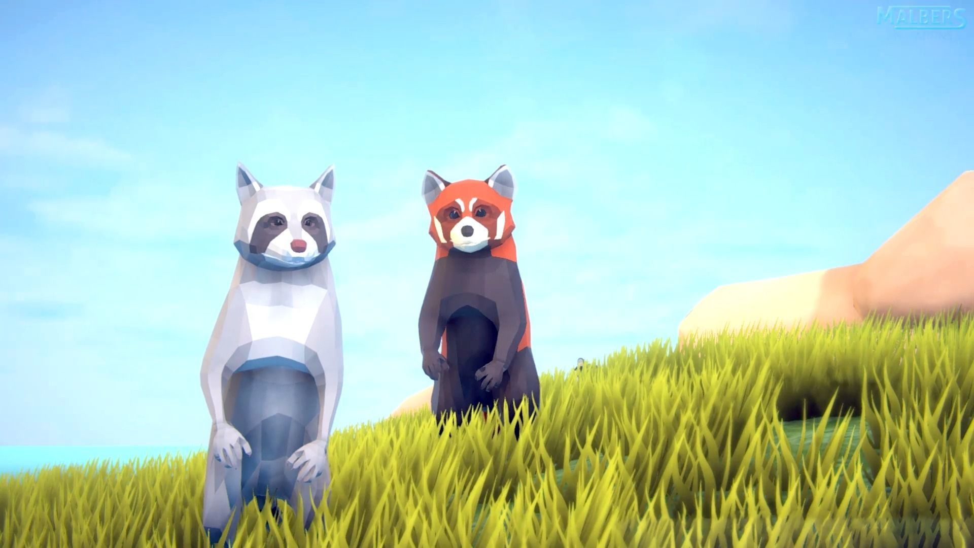 3D model Poly Art Raccoons and Red Panda VR / AR / low-poly rigged ...