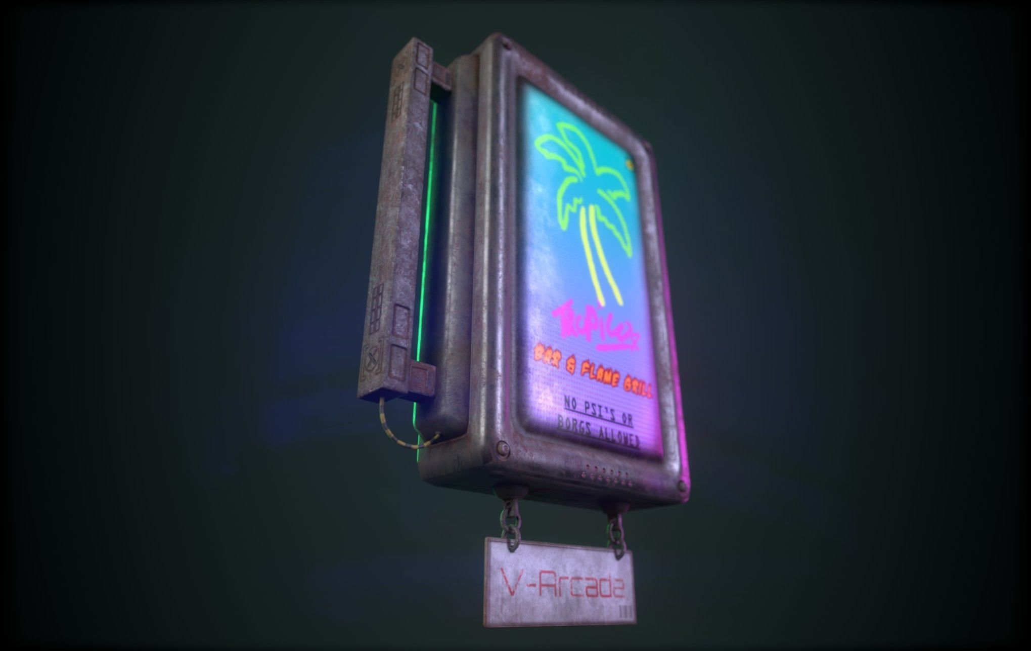 3D model Neon bar sign VR / AR / low-poly | CGTrader