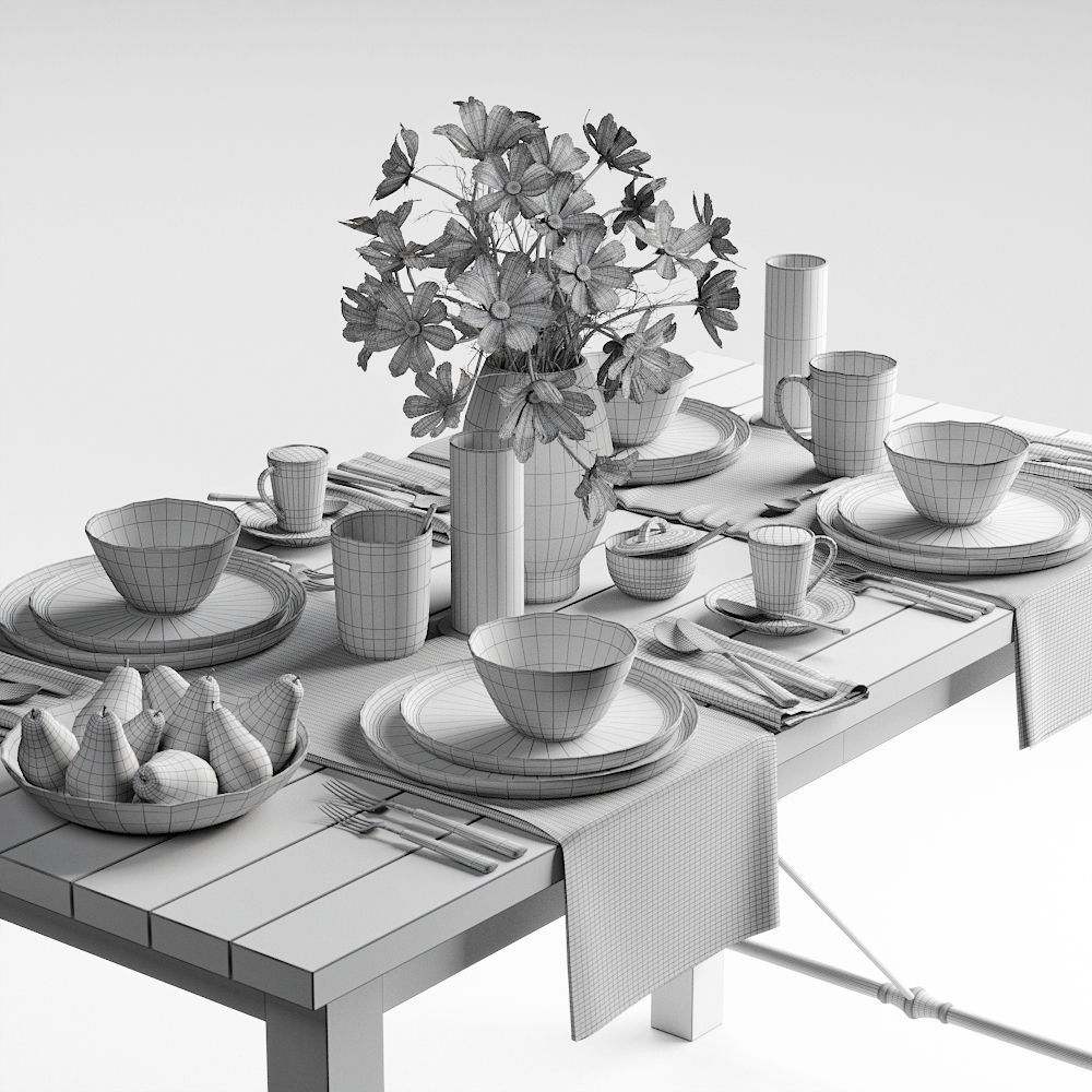 Tableware set by Crate and Barrel Mercer Dinnerware 3D model | CGTrader