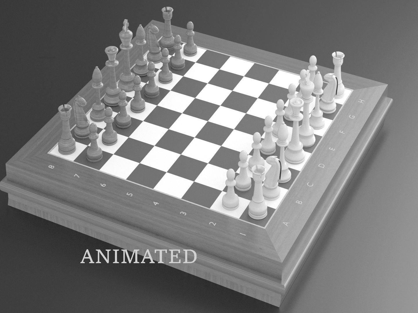 chess board with pieces 3D model animated | CGTrader