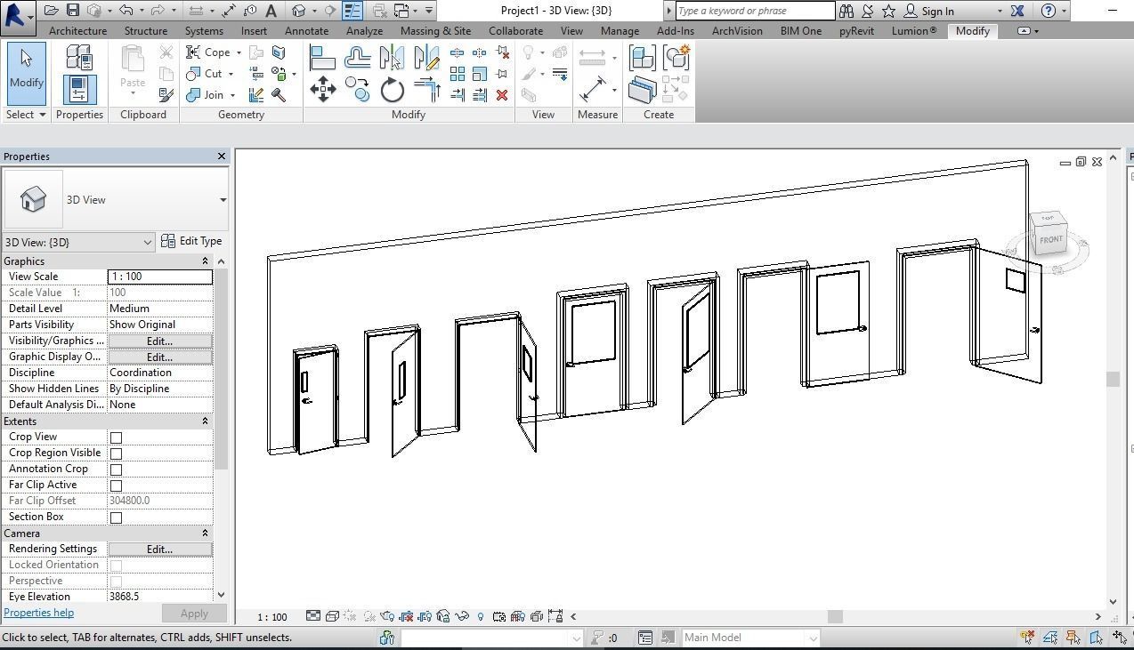 DOOR WITH VISION PANEL REVIT FAMILY 3D ROTATED FULL PARAMETER 3D model ...