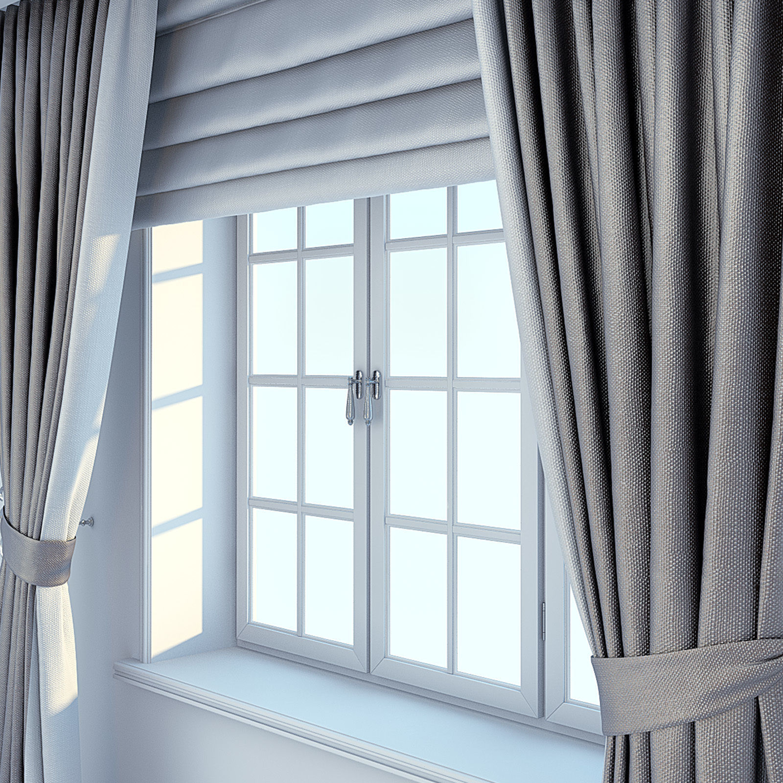 Simple straight contemporary curtains 3D model | CGTrader