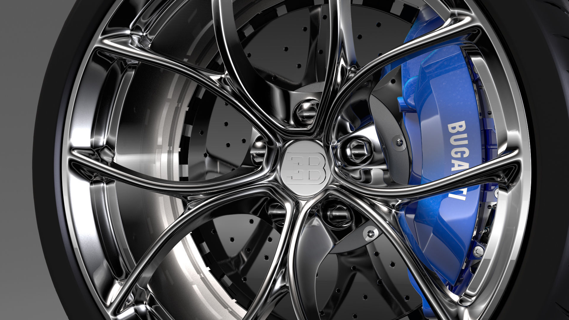Bugatti Chiron wheel 2 3D model | CGTrader