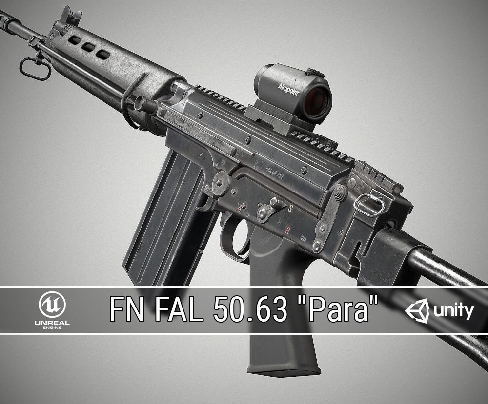 3D model PBR FN FAL 50 63 Paratrooper VR / AR / low-poly | CGTrader