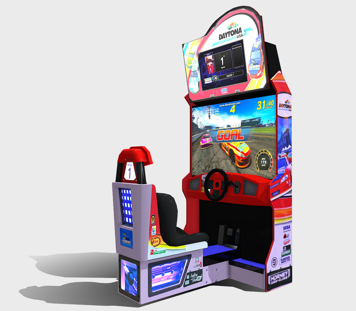 3D model Low Poly PBR Daytona car racing game machine VR / AR / low ...