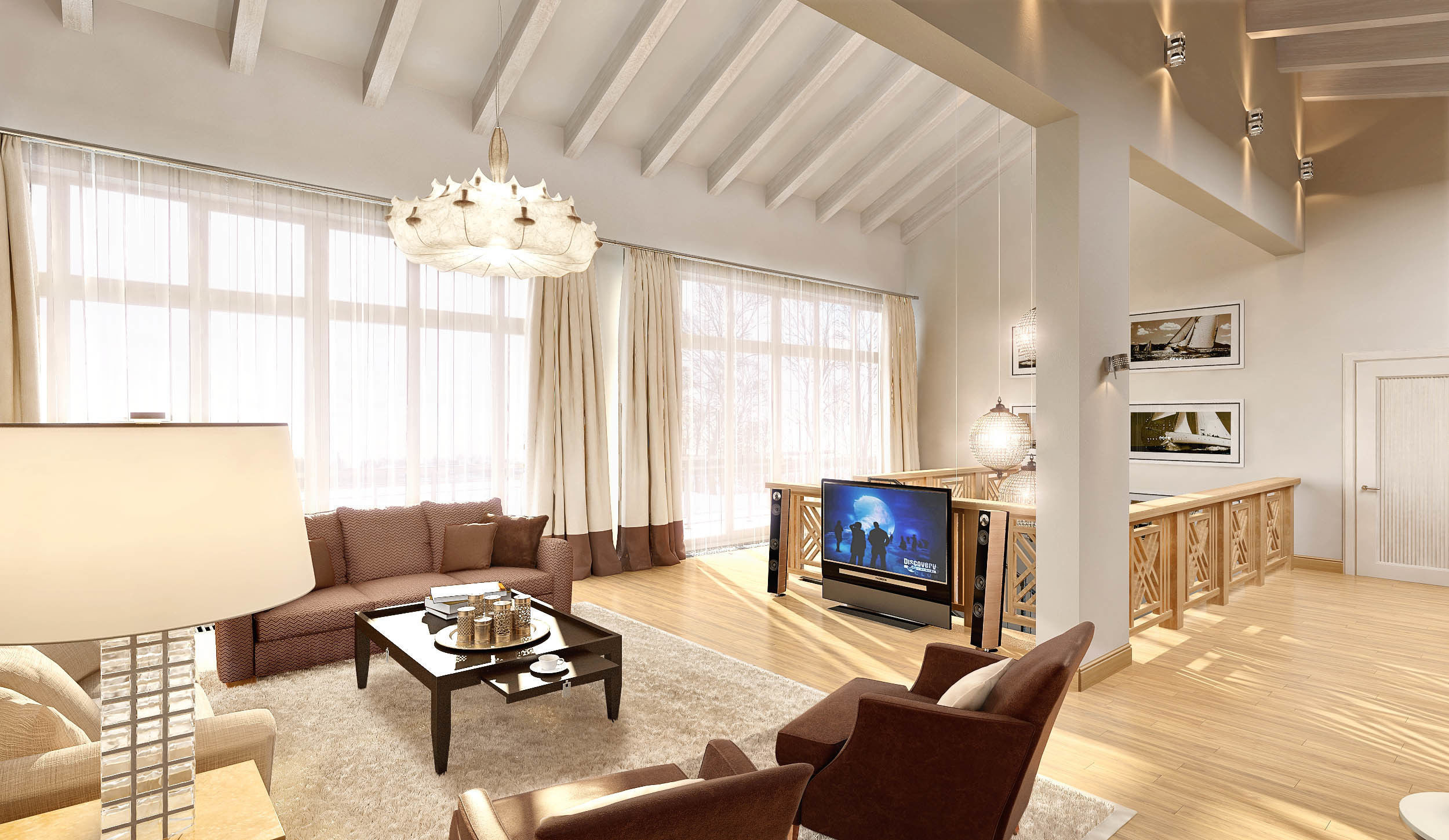 Big Scene Interior Living Room 3D model | CGTrader