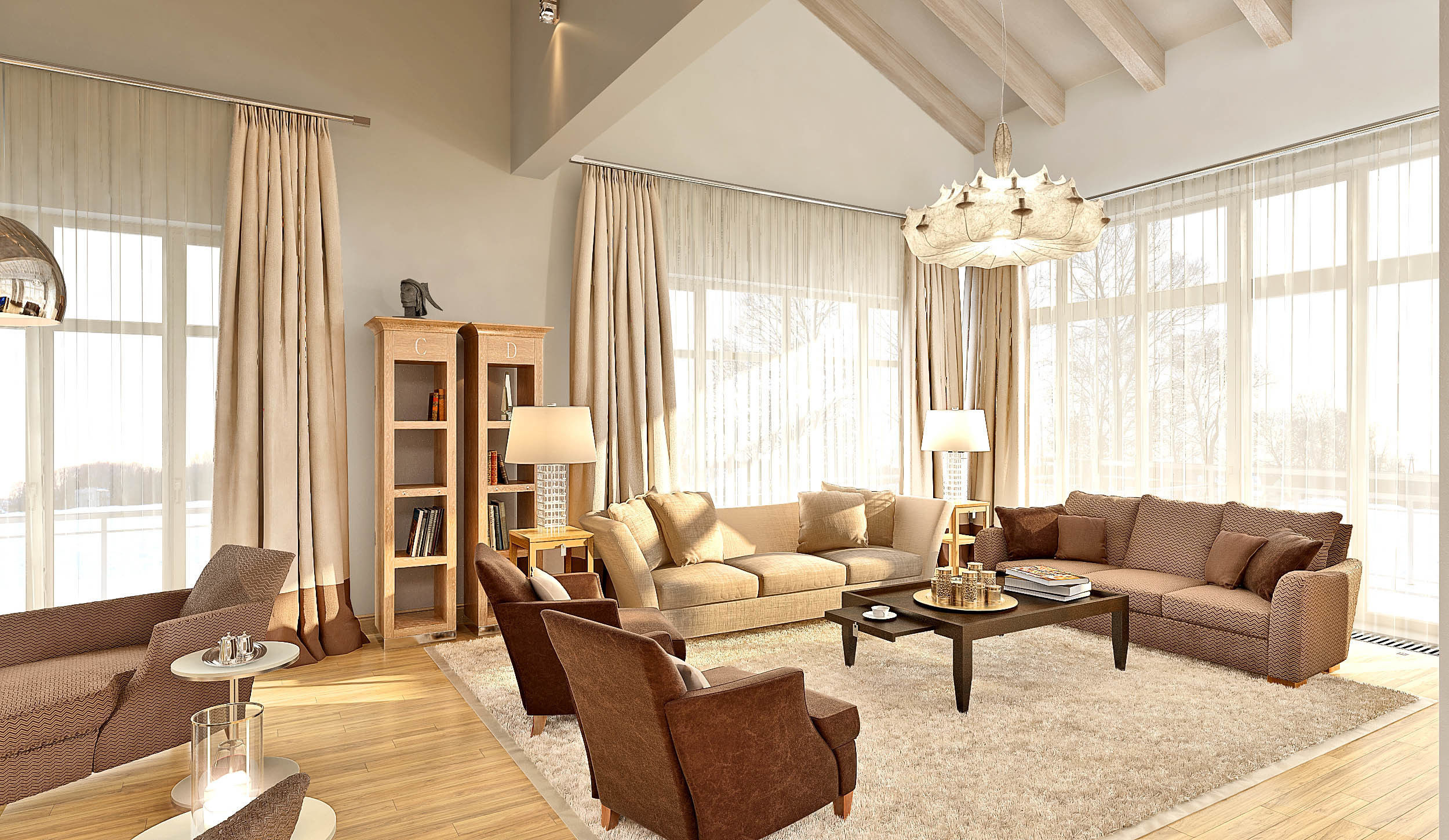 Big Scene Interior Living Room 3D model | CGTrader