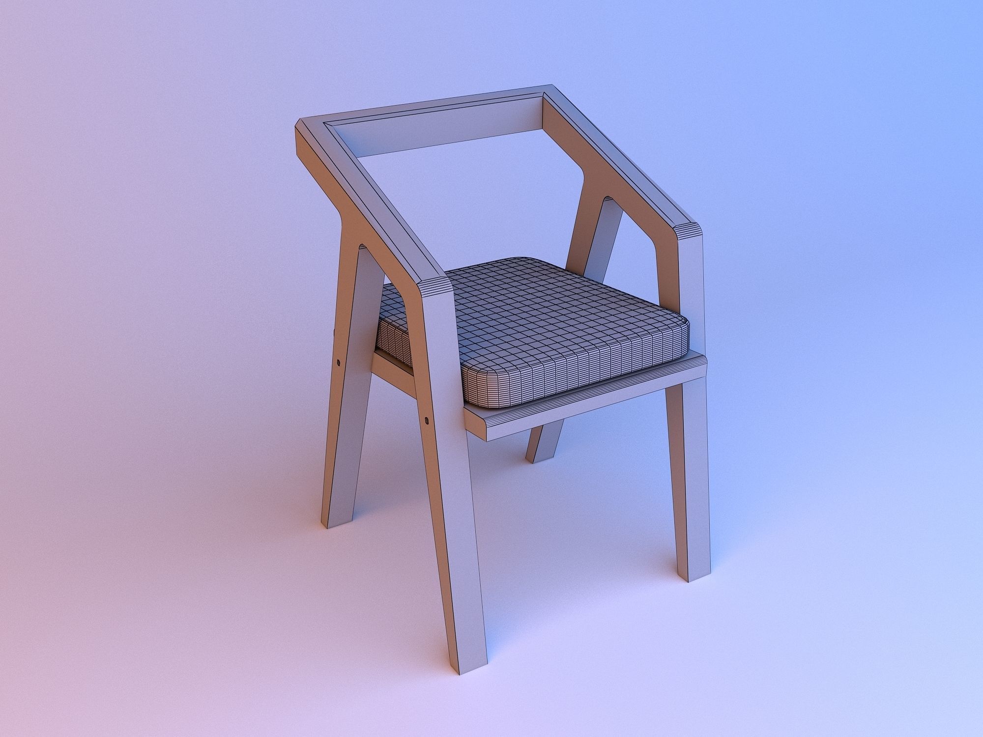 Wooden chair loft style 3D model | CGTrader