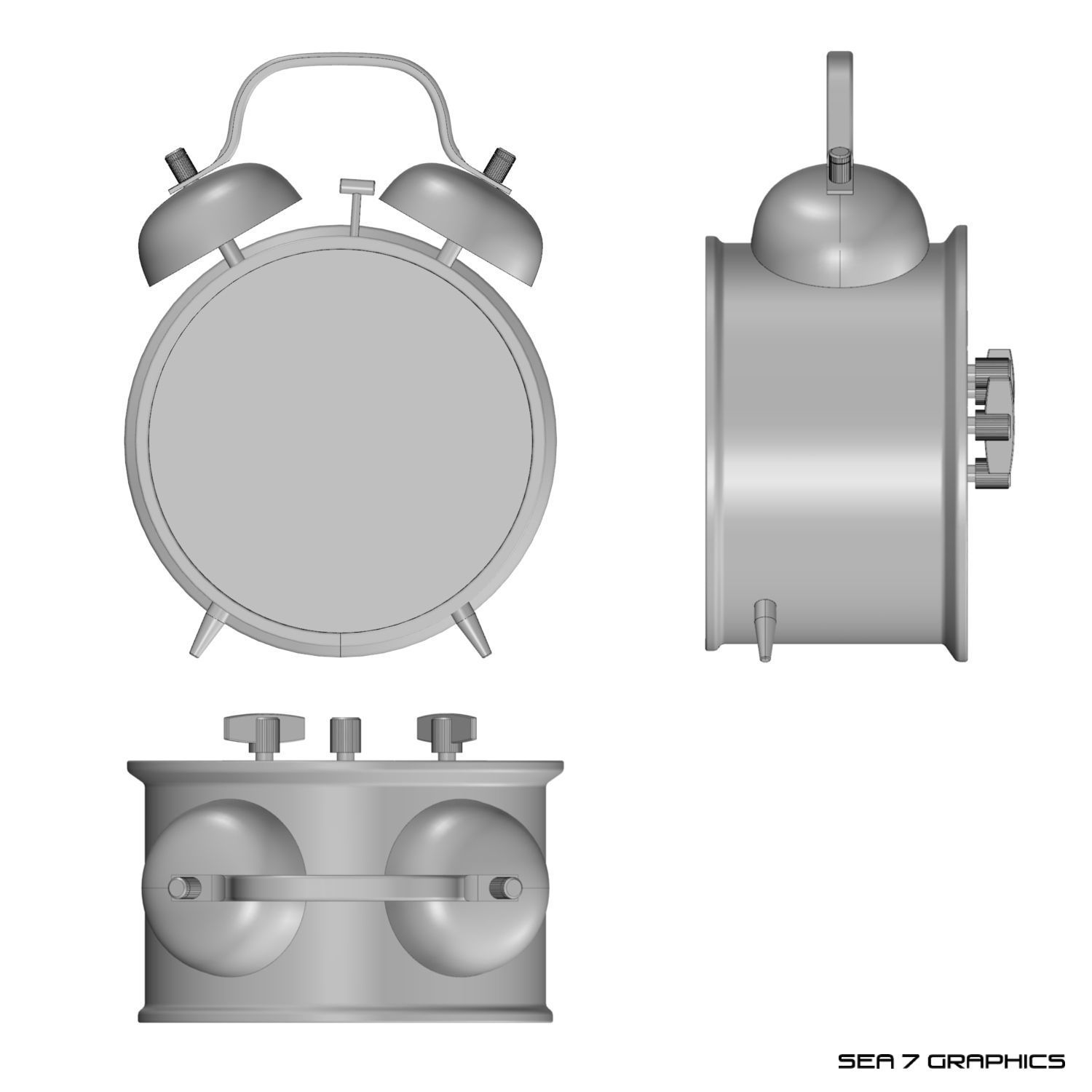 Alarm clock with twin bells 3D model | CGTrader
