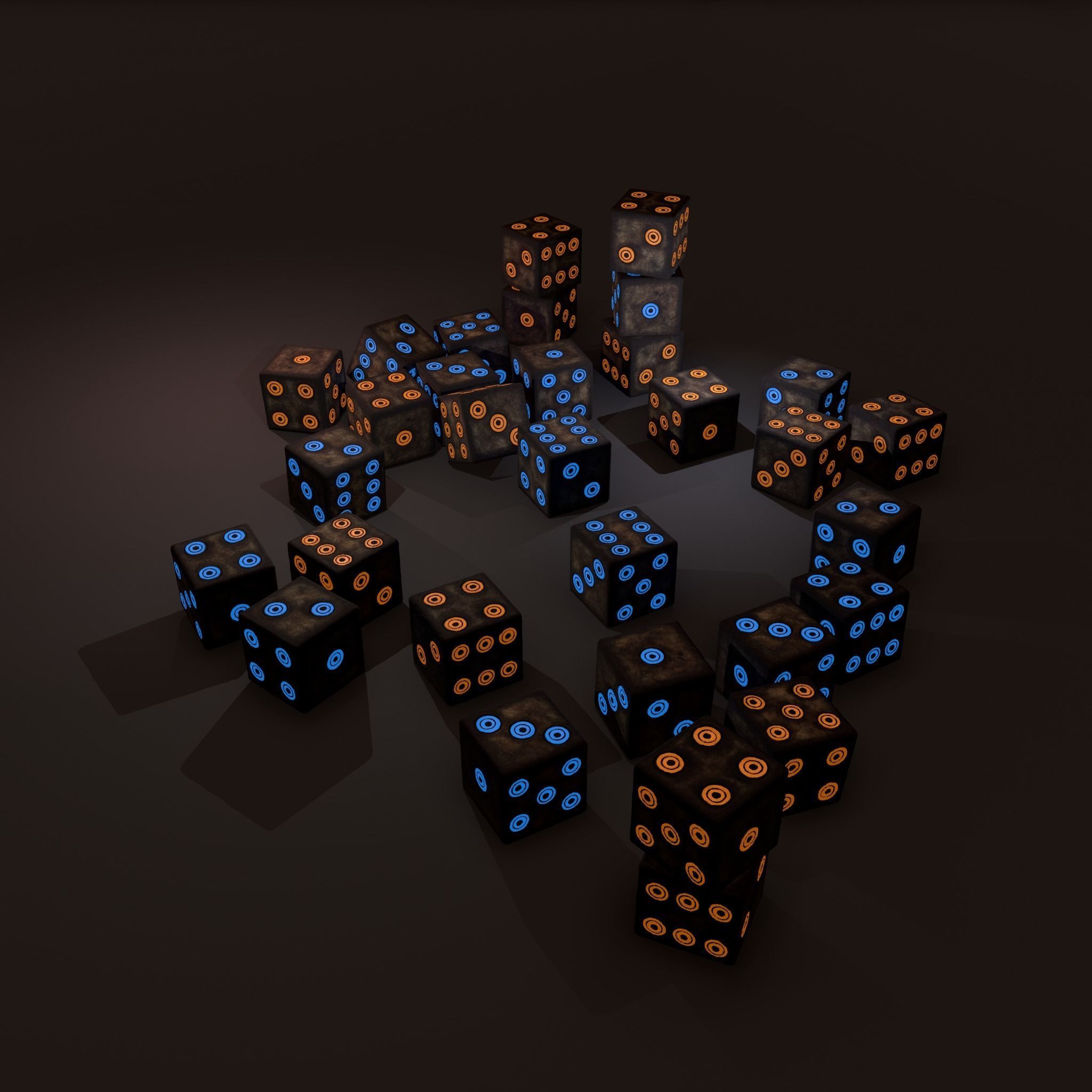 Multi-Colors Emissive Dice Package free VR / AR / low-poly 3D model ...
