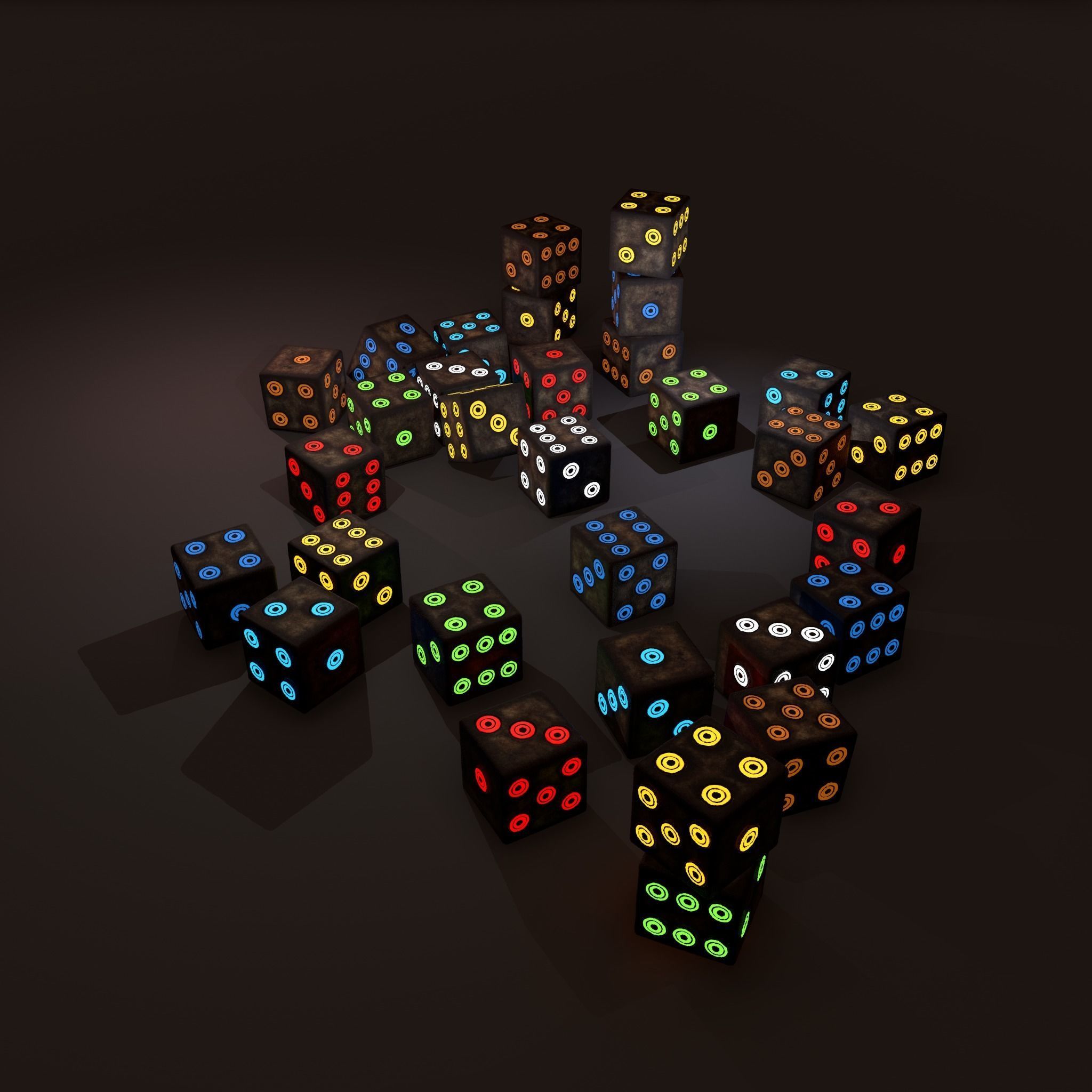 Multi-Colors Emissive Dice Package free VR / AR / low-poly 3D model ...
