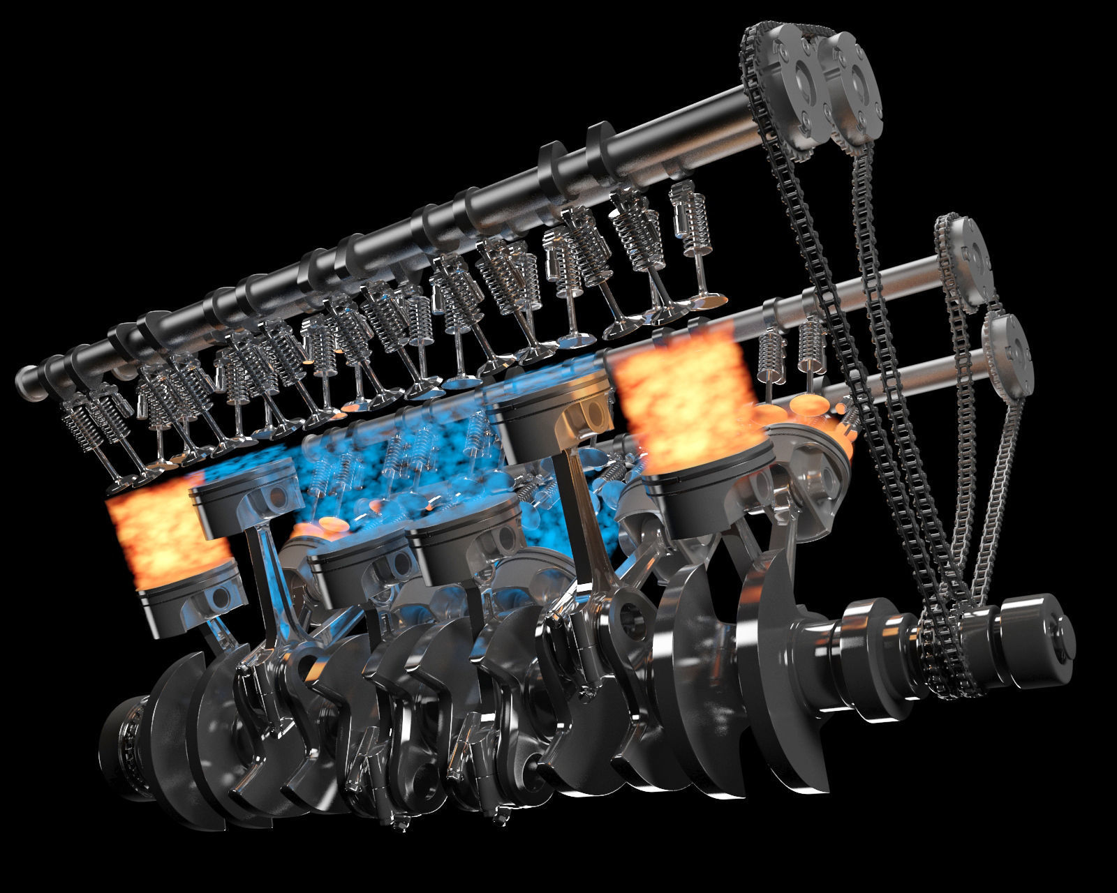 V12 Engine Animation 3D model animated rigged | CGTrader