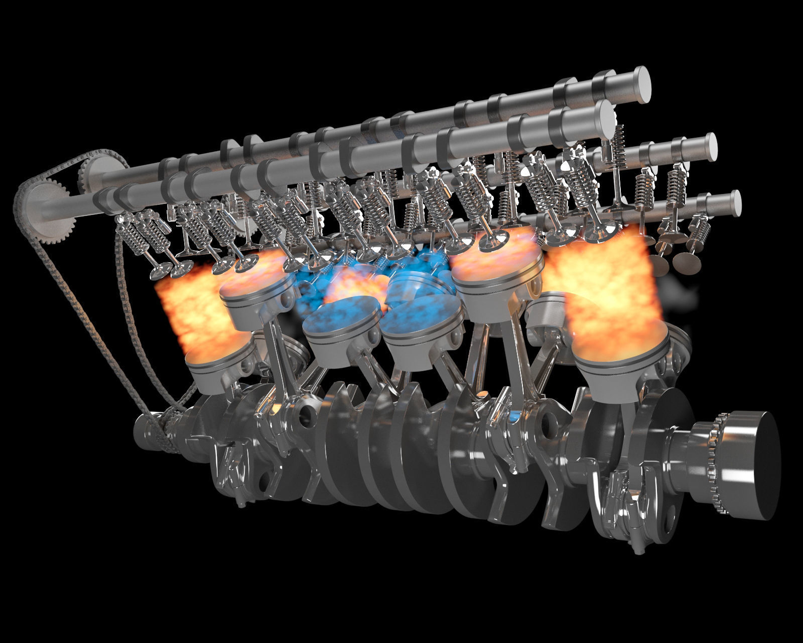 V12 Engine Animation 3D model animated rigged | CGTrader