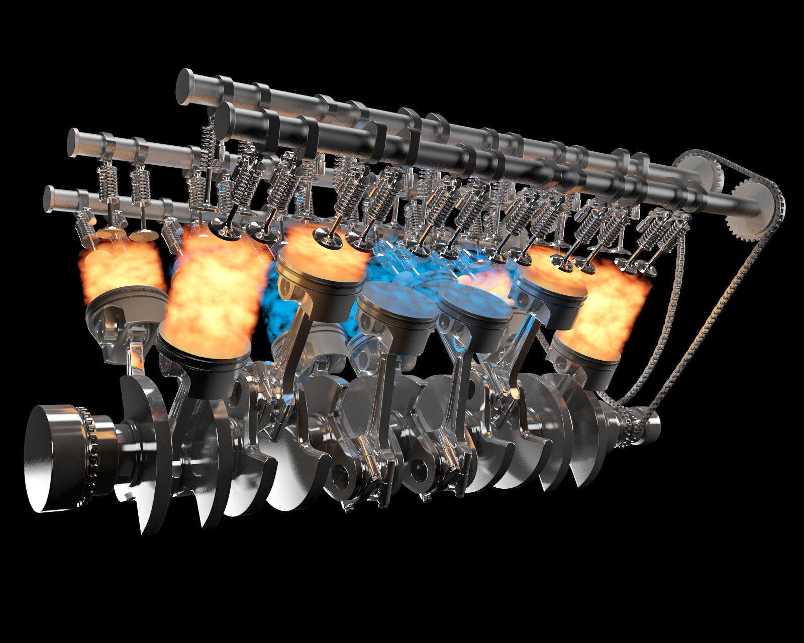 V12 Engine Animation 3D model animated rigged | CGTrader