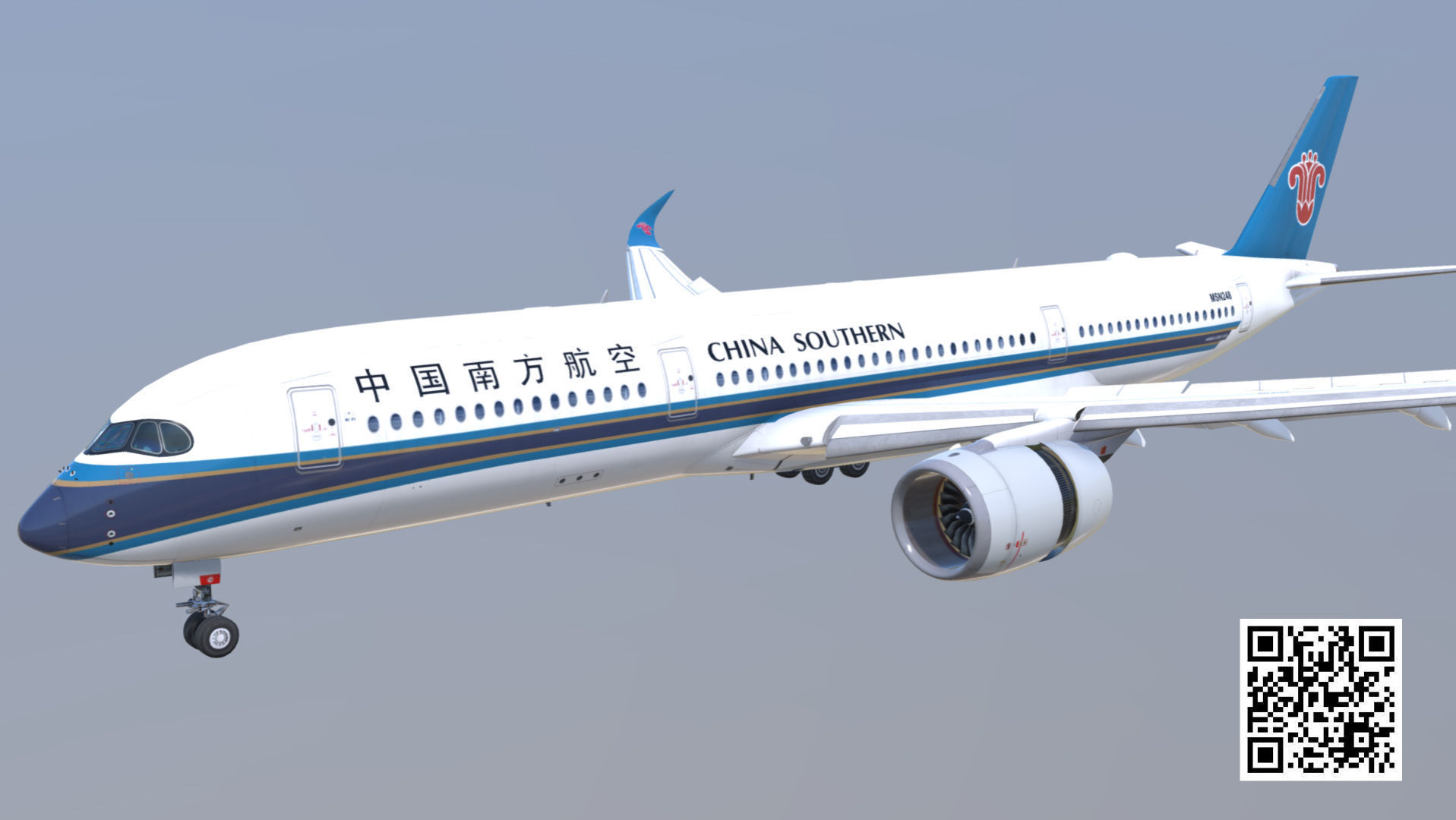3D model Airbus A350 China Southern livery VR / AR / low-poly animated ...