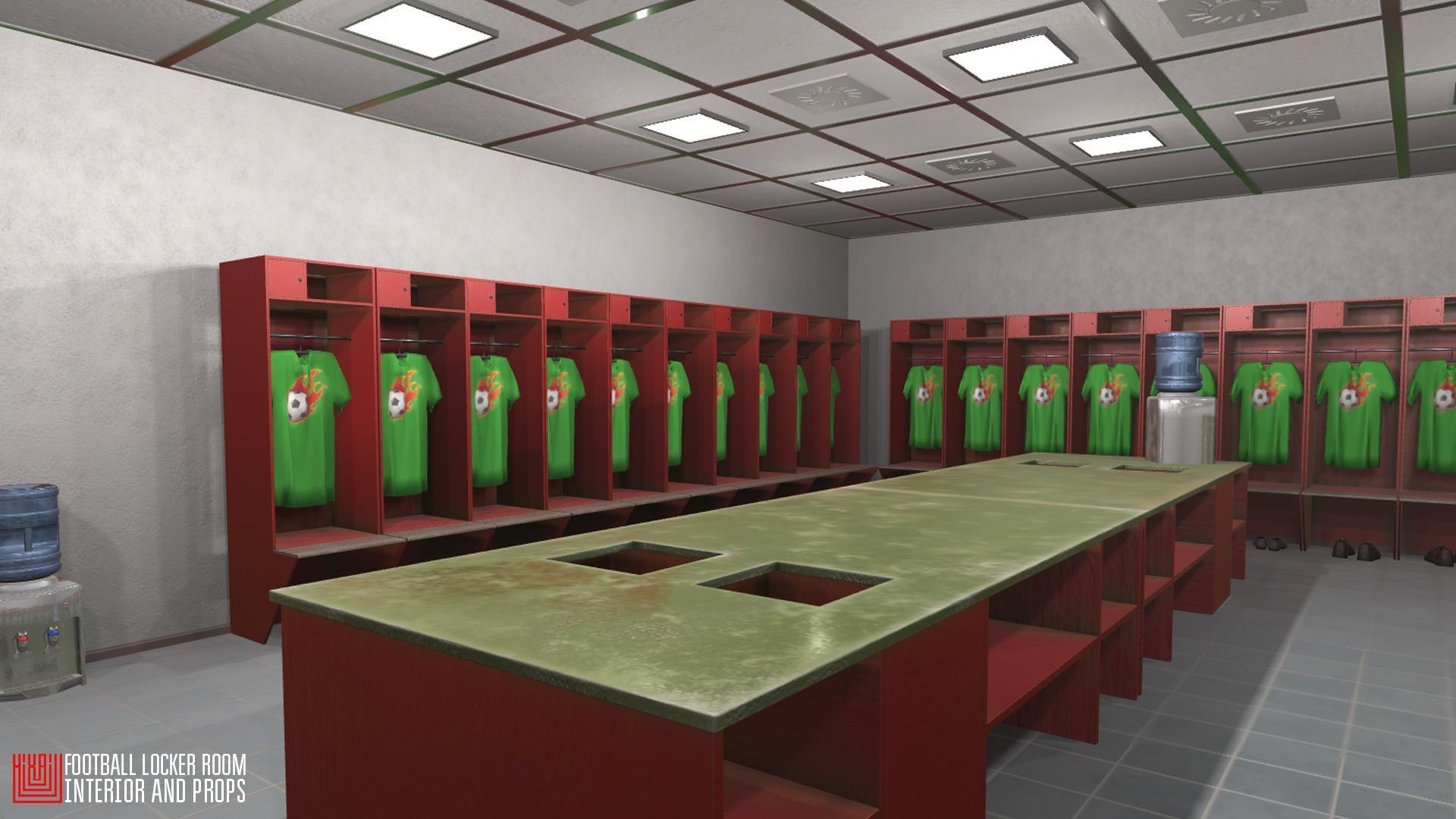 3D model Football locker room - interior and props VR / AR / low-poly ...