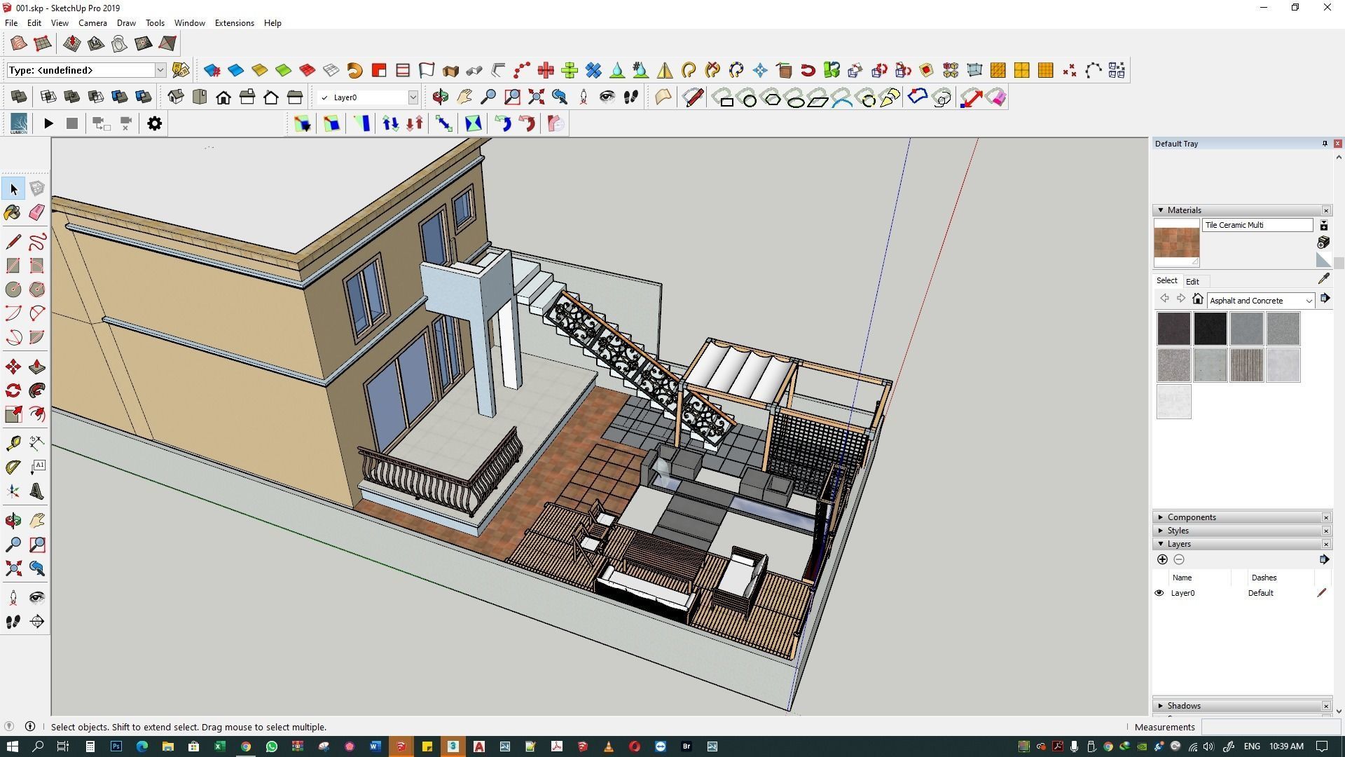 Backyard landsacpe design of modern house with sitting 3D model | CGTrader