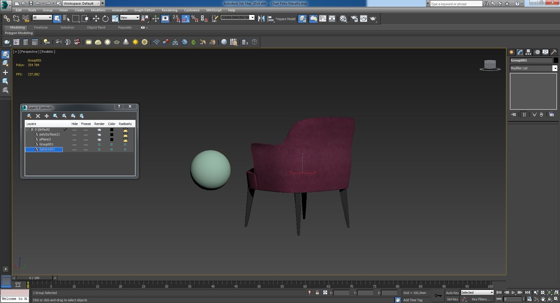 Chair Febo Maxalto 3d model 3D model | CGTrader
