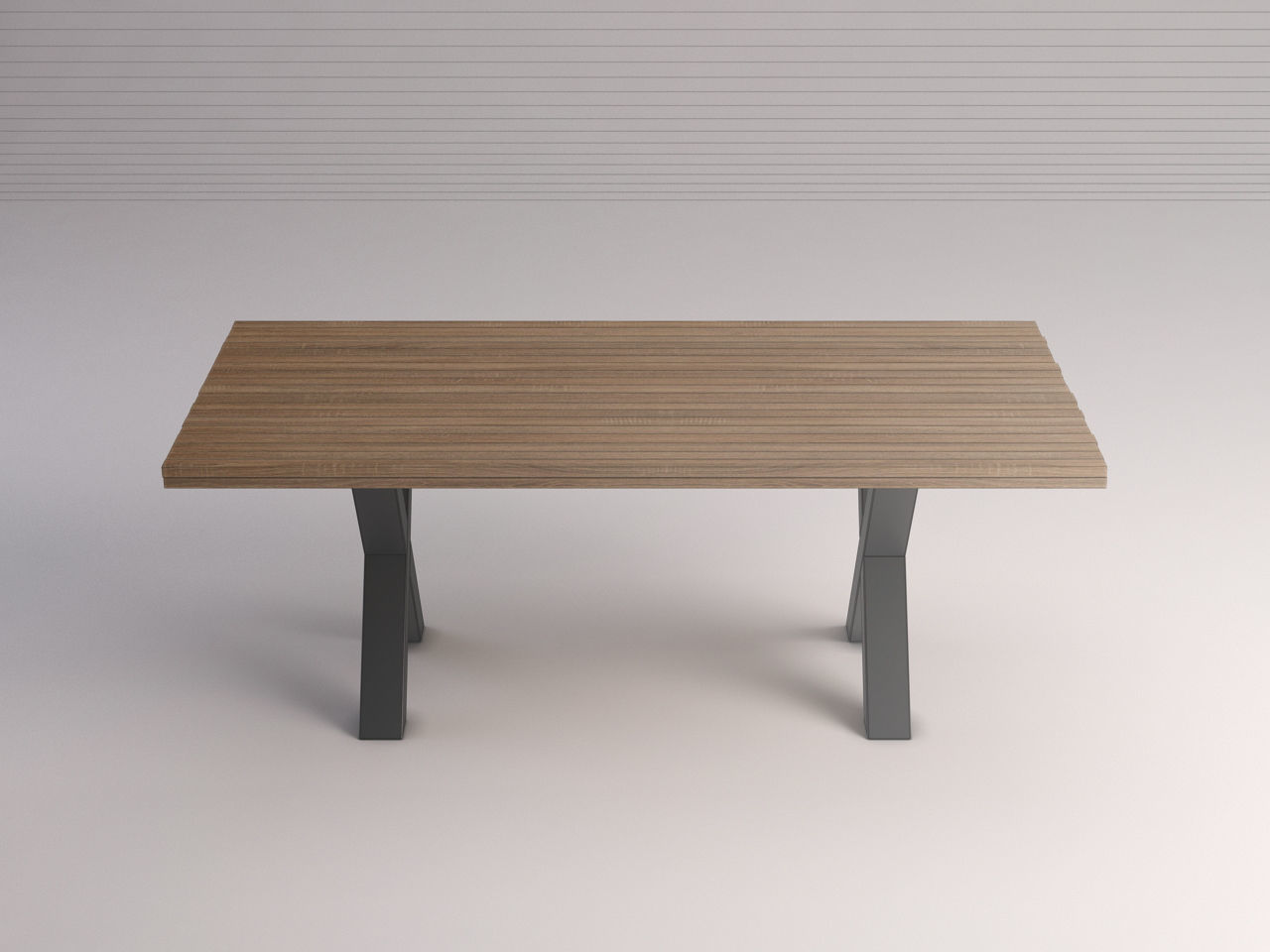 DINING TABLE---Plank of wood and crossed legs 3D model rigged | CGTrader