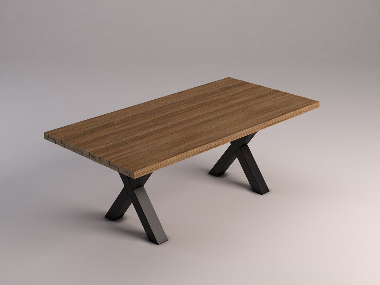 DINING TABLE---Plank of wood and crossed legs 3D model rigged | CGTrader