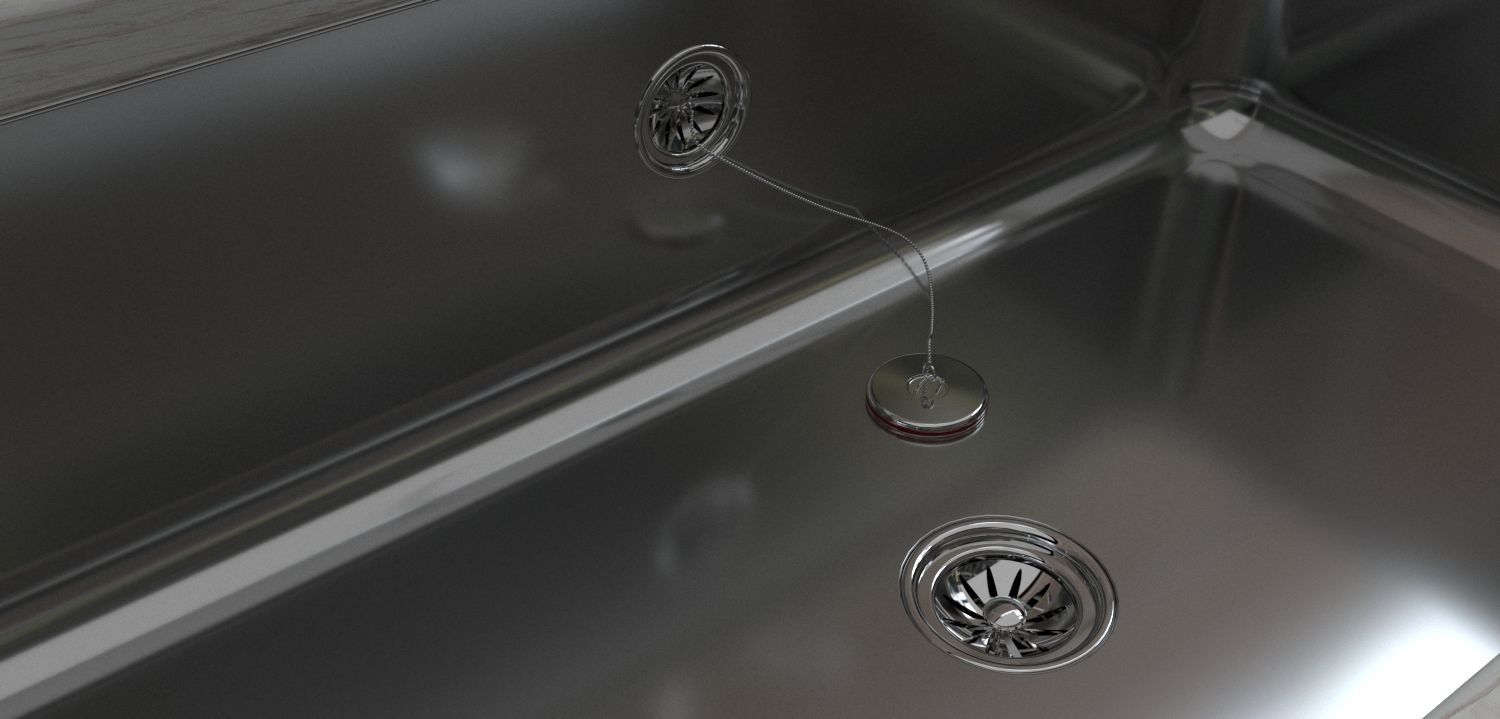 Contemporary Kitchen Sink Unit with Marble Worktop free VR / AR / low ...