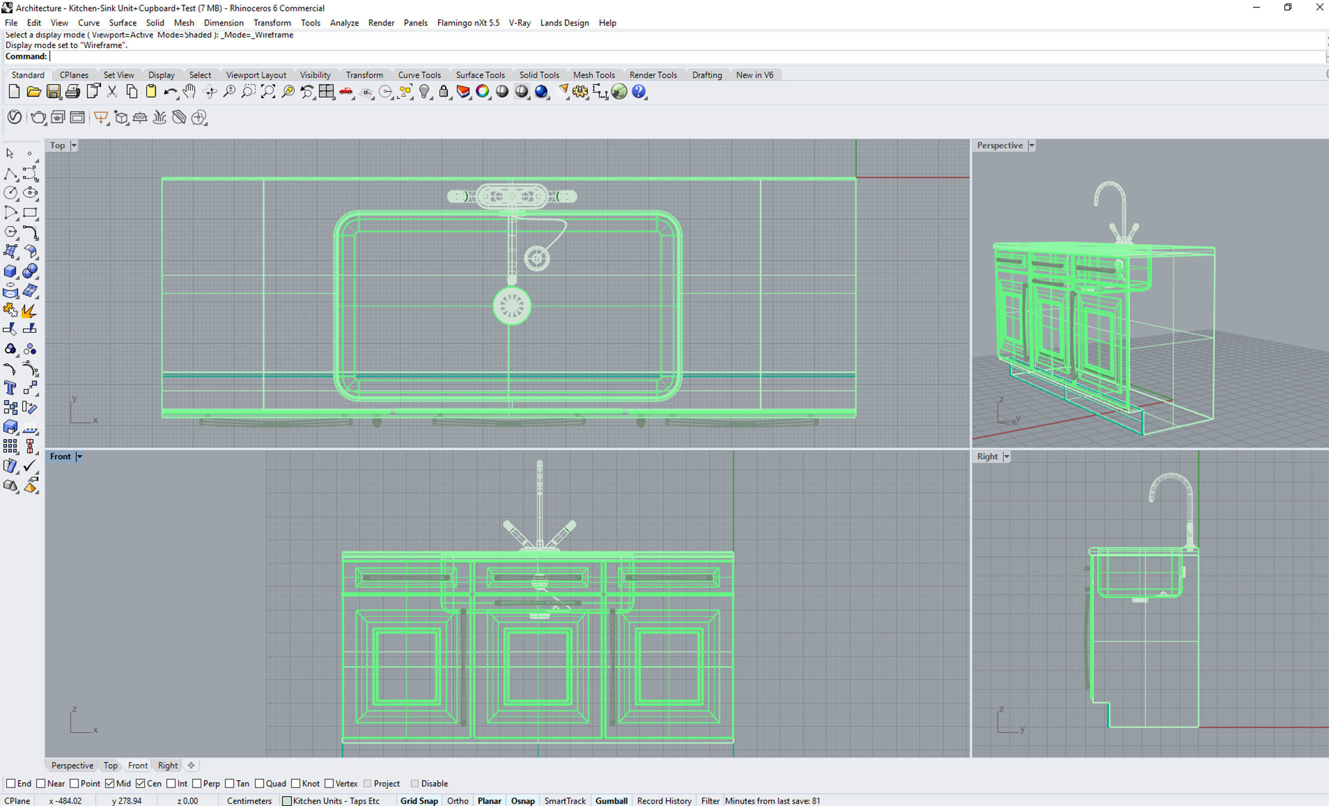 Contemporary Kitchen Sink Unit with Marble Worktop free VR / AR / low ...
