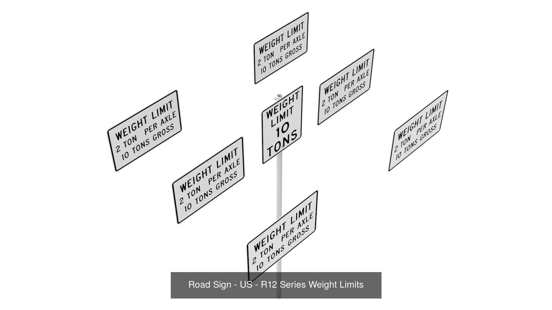 All-In-One Road Sign - US - R Series BIM Collection | CGTrader