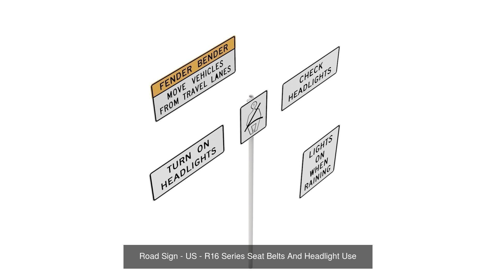 All-In-One Road Sign - US - R Series BIM Collection | CGTrader