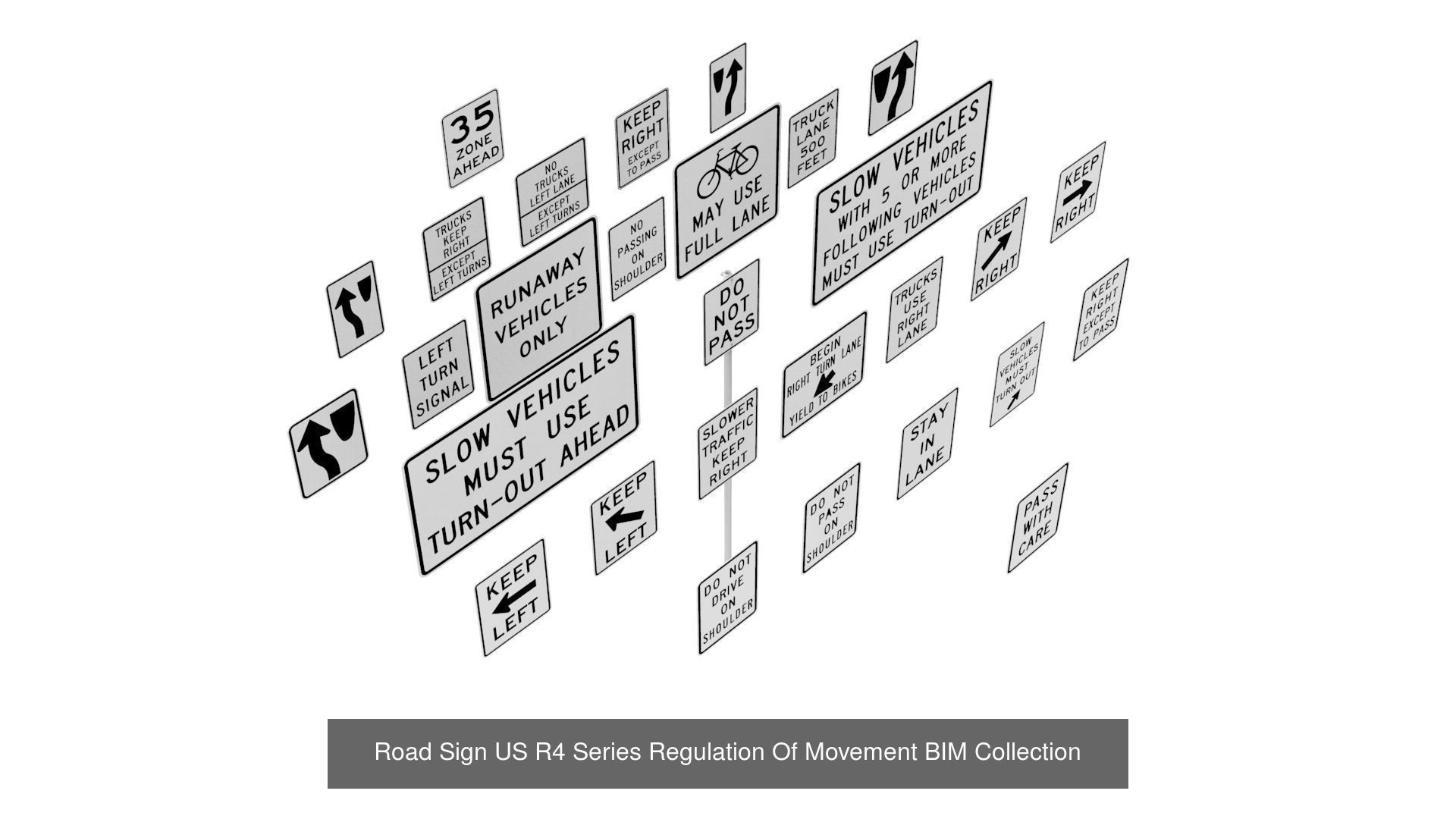 All-In-One Road Sign - US - R Series BIM Collection | CGTrader