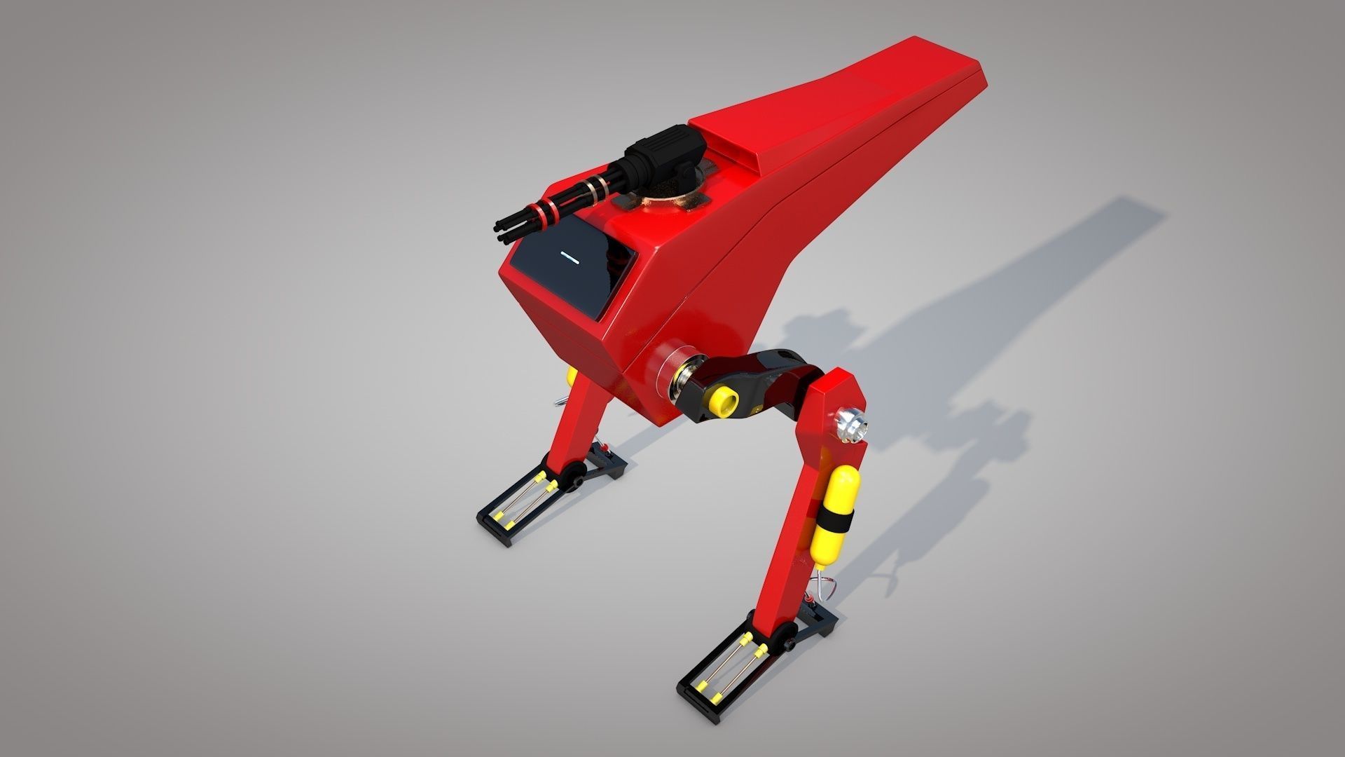 3D model Science Fiction Two Leg Assault Mech Robot Drone 3D Model VR ...