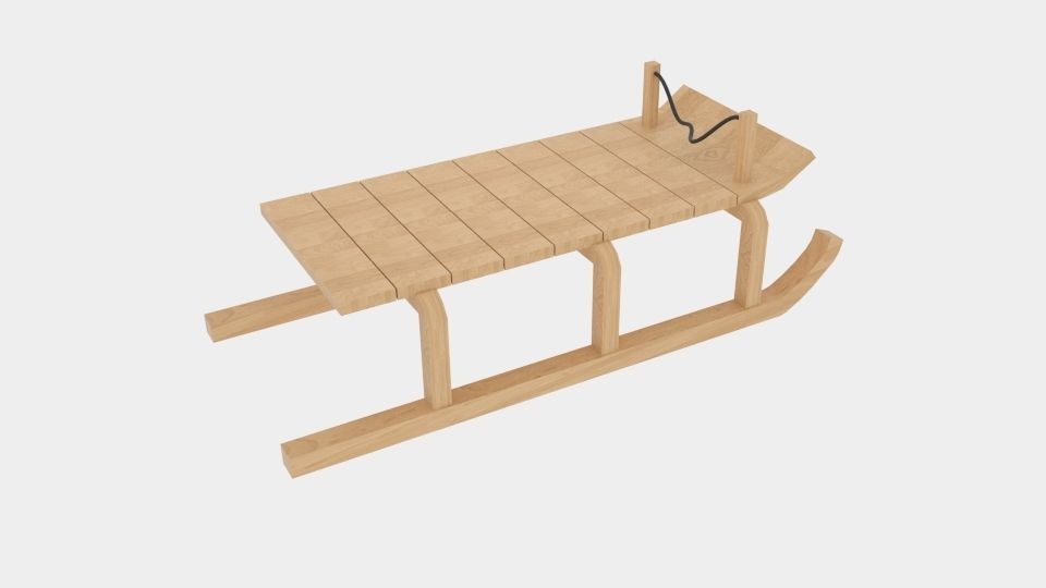 3D model Wood Sledge VR / AR / low-poly | CGTrader