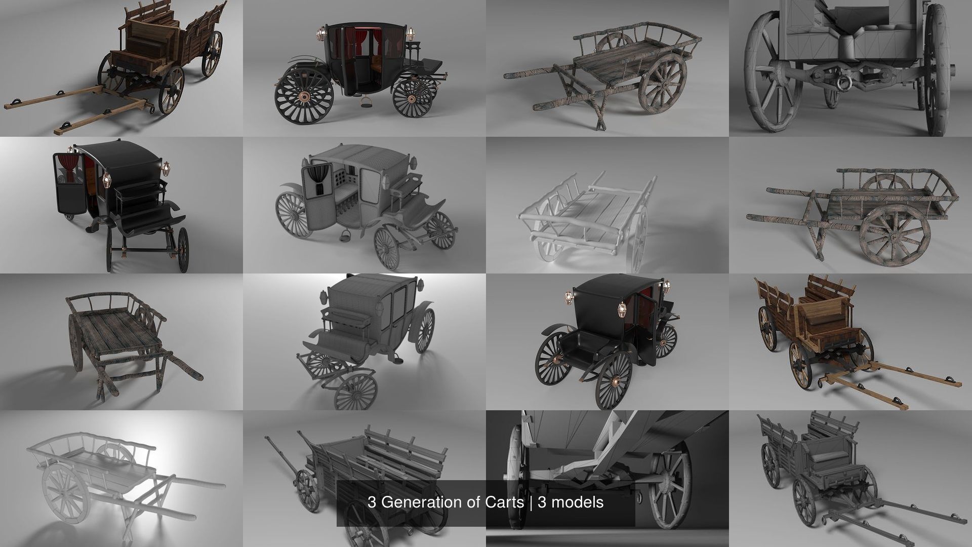 3D Model Collection 3 Generation of Carts VR / AR / low-poly | CGTrader