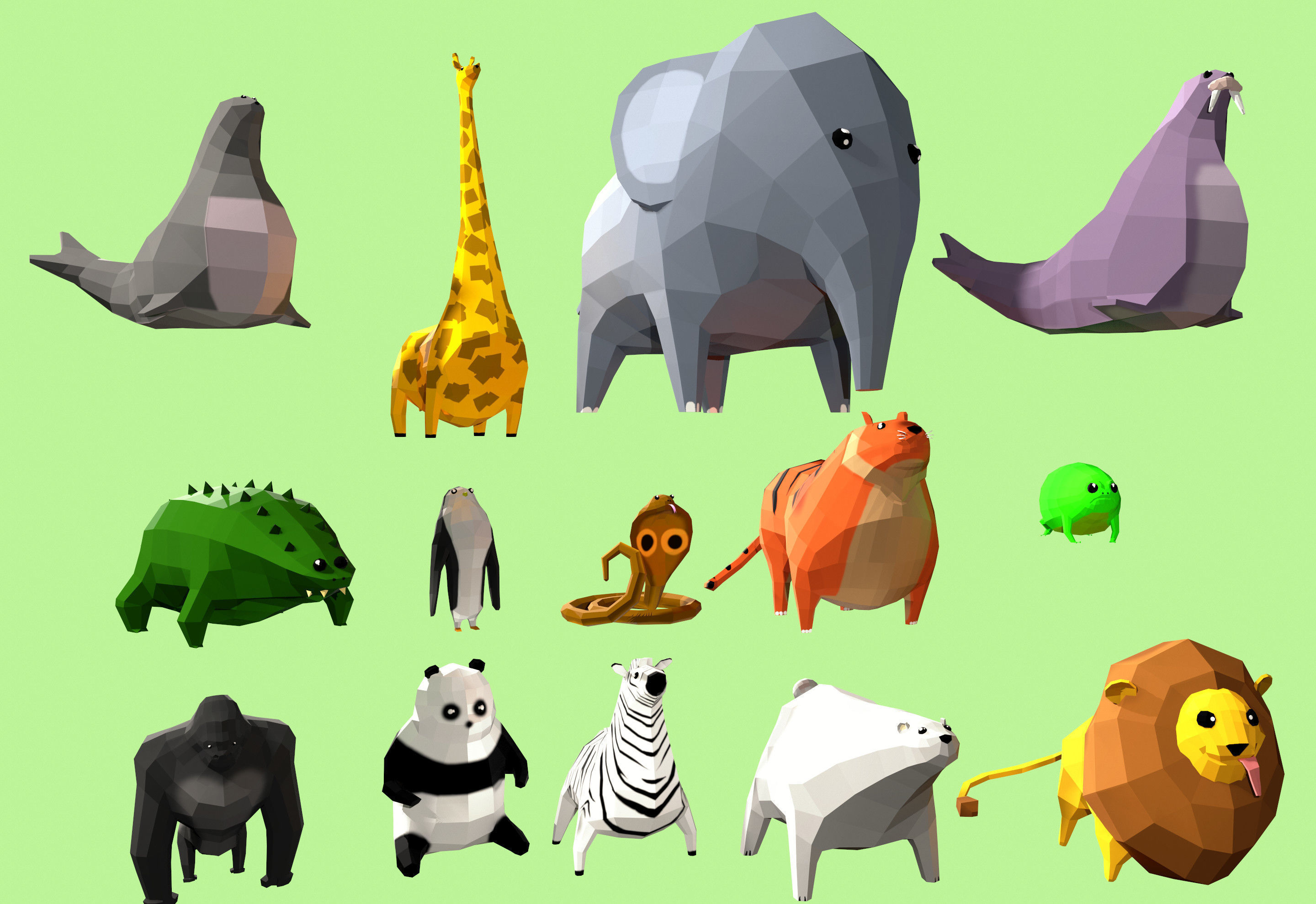3D model Low Poly Stylized Animals and Creatures VR / AR / low-poly ...